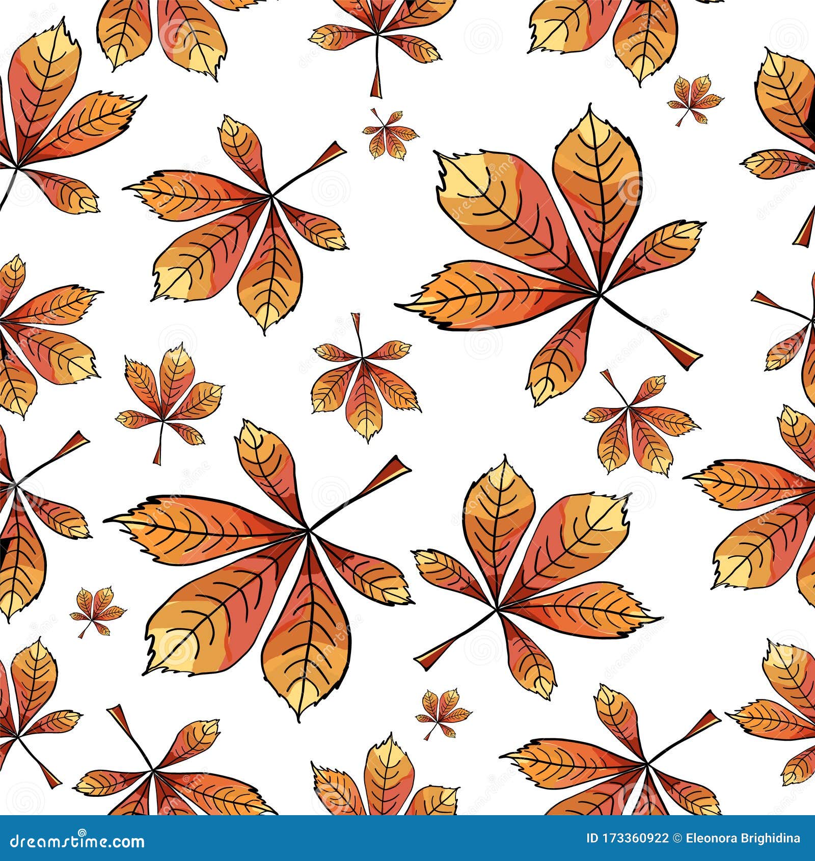 Seamless Pattern with Chestnut Leaves on an Isolated Background. Windy ...