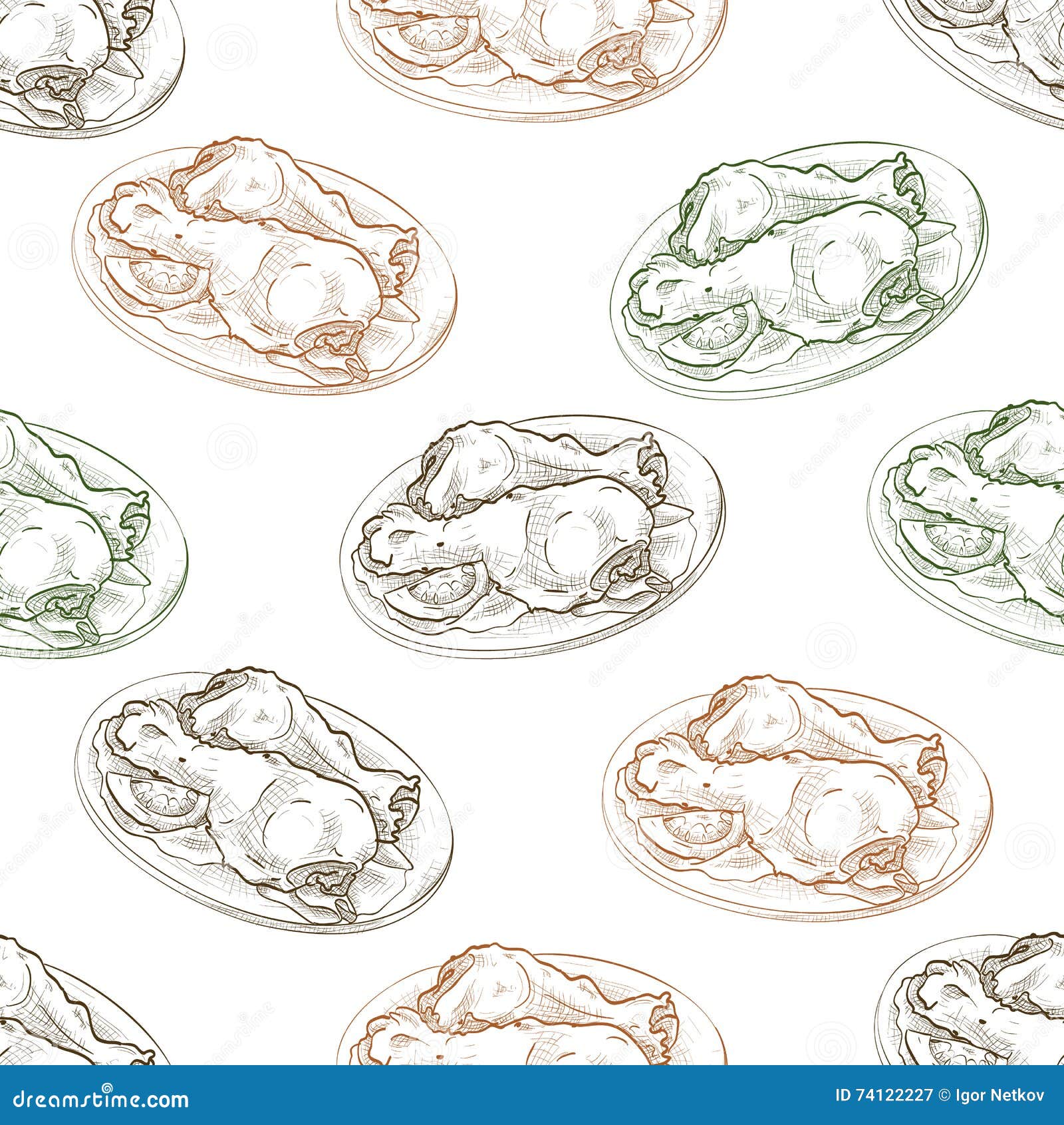 Seamless Pattern Chicken Legs Sketch Stock Vector - Illustration of ...