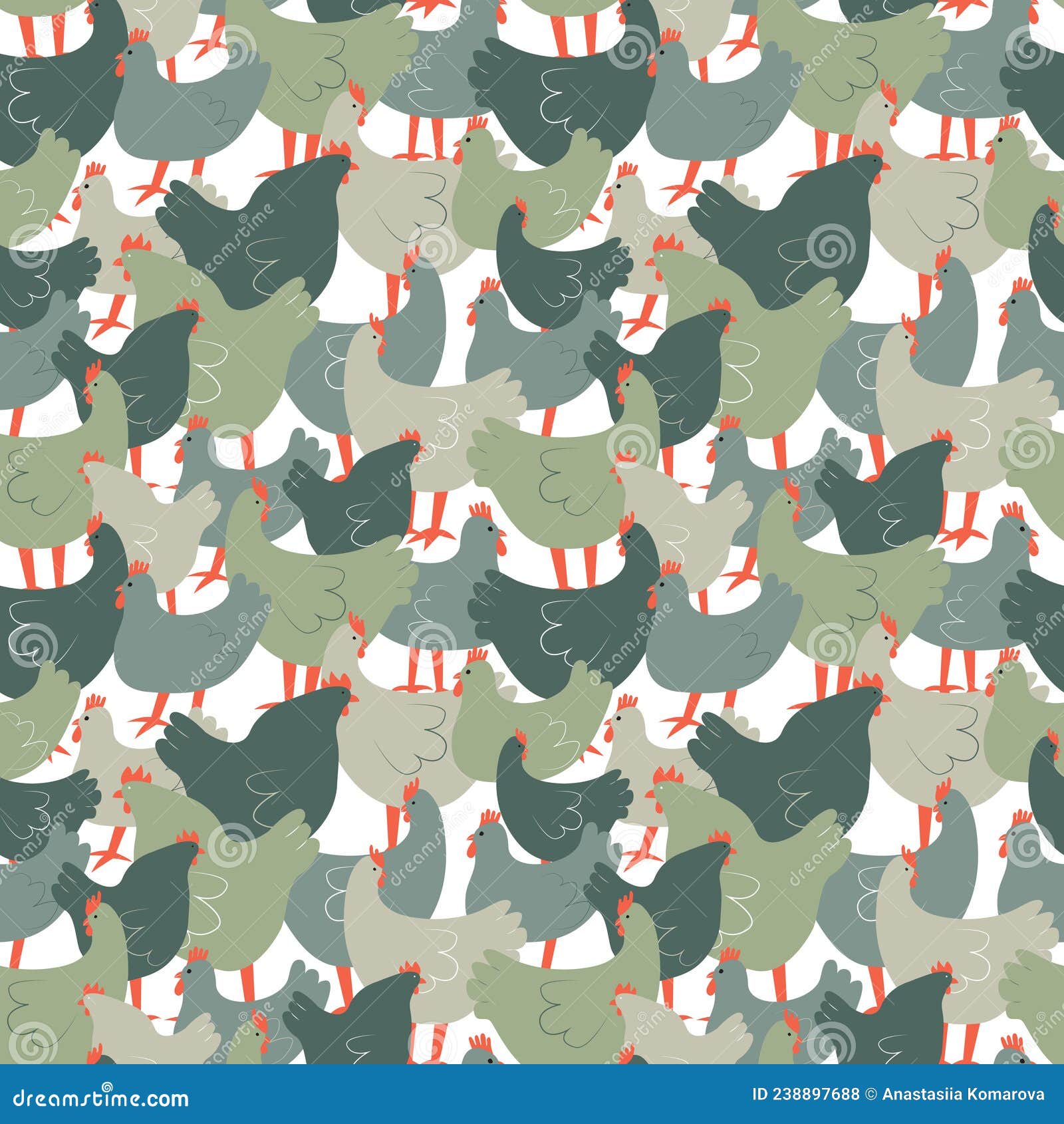 Seamless Pattern with Chiken. Cute Cartoon Characters Stock Vector ...