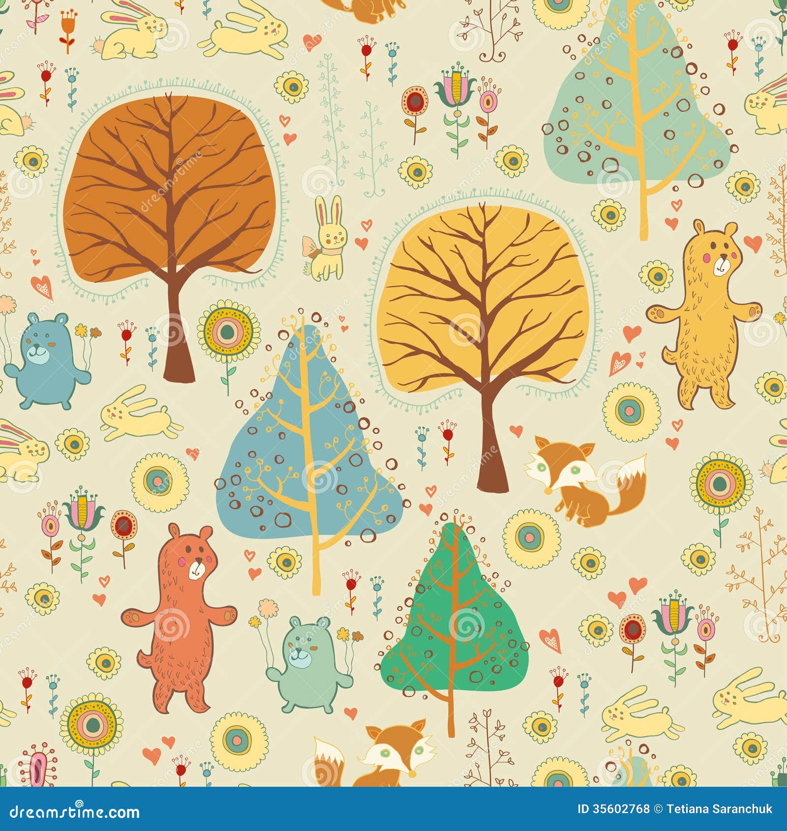 Seamless Pattern in Childish Cartoon Style Stock Vector - Illustration ...