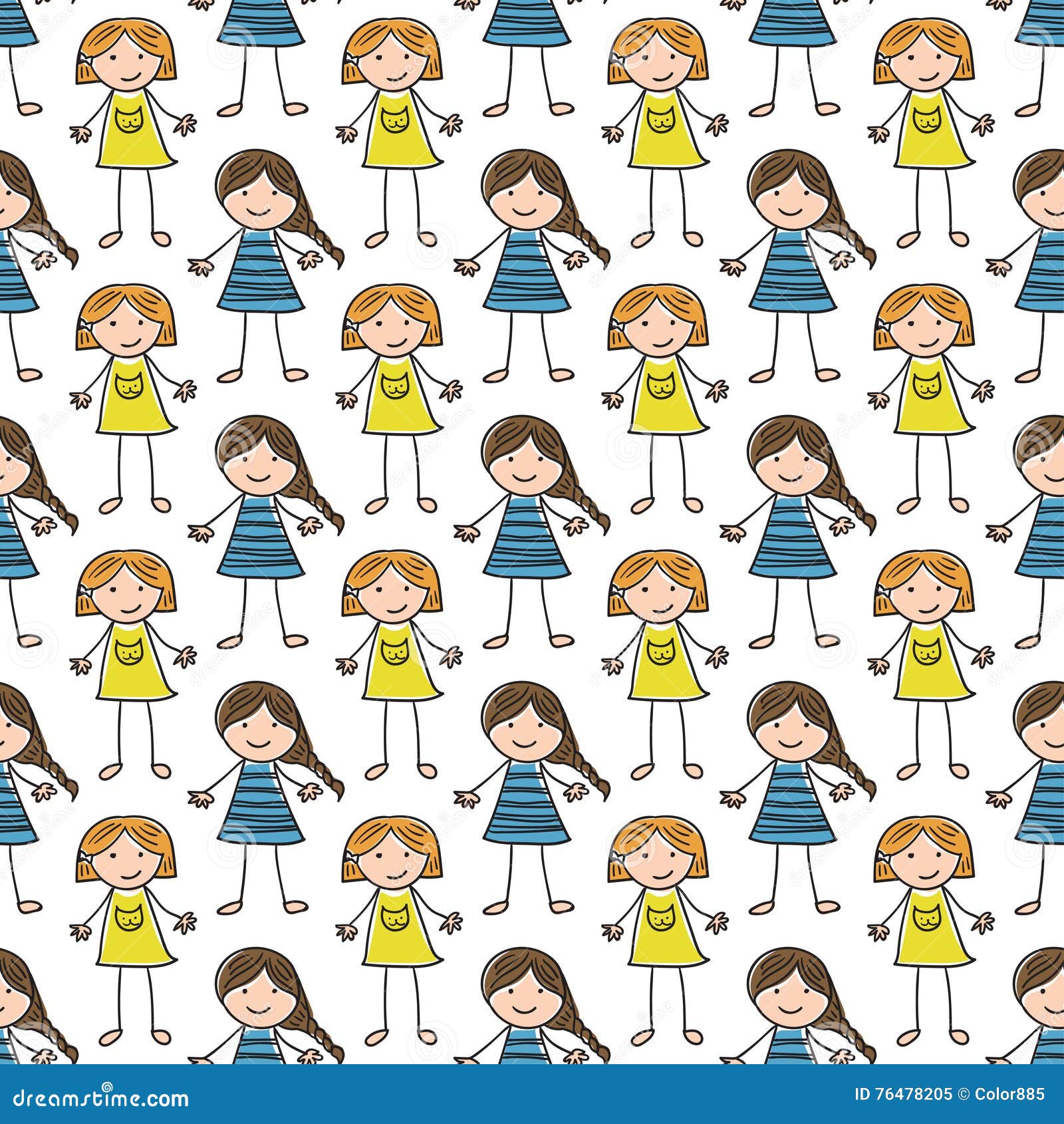 Seamless Pattern with of Children Stock Vector - Illustration of ...