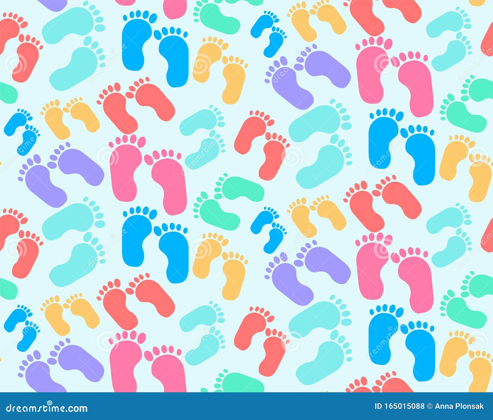 Seamless Pattern with Children`s Footprints. Colorful Footsteps Stock ...