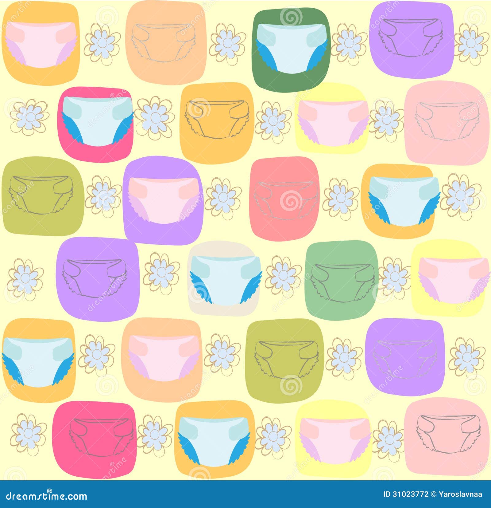 Seamless Pattern with Childrens Diaper, Vector Stock Vector ...