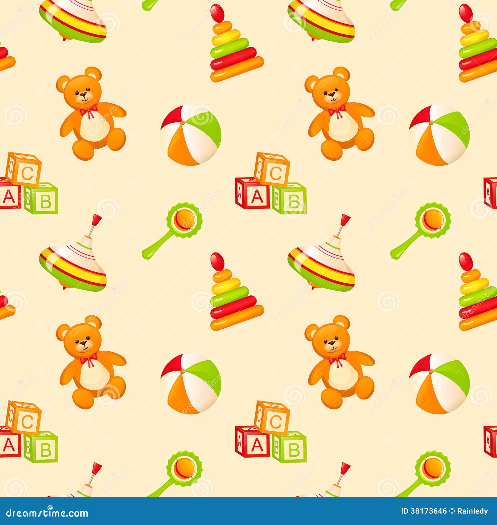 Seamless Pattern with Childrens Toys. Stock Vector - Illustration of ...