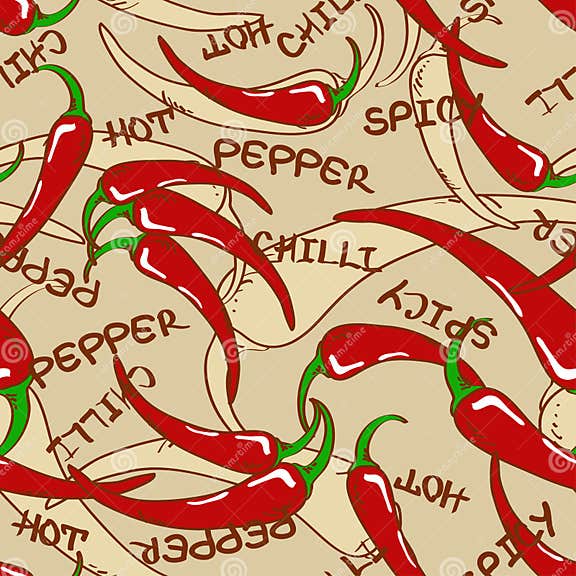 Seamless Pattern of Chili Peppers Stock Vector - Illustration of ...