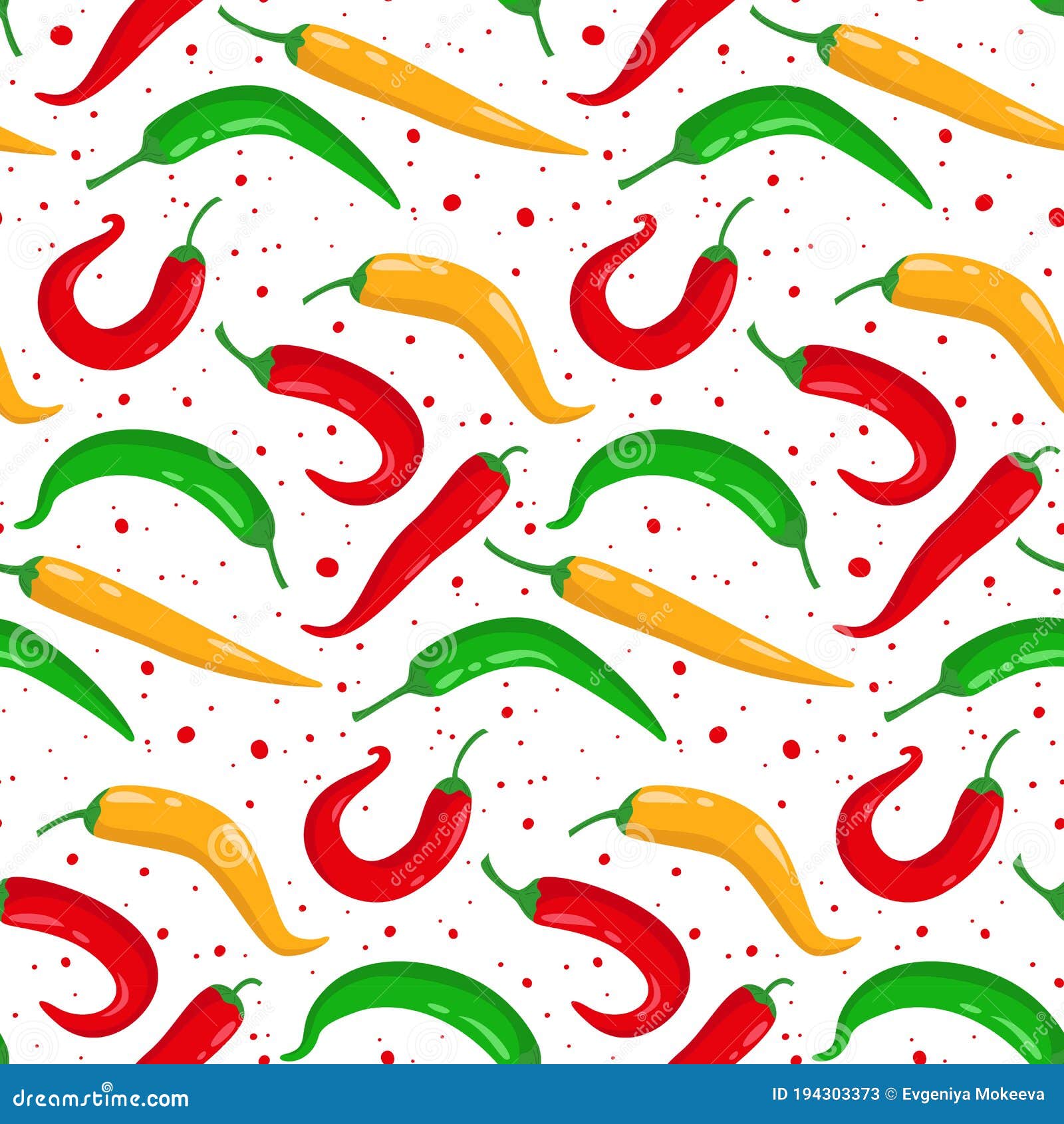 Seamless Pattern of Chili Peppers Stock Vector - Illustration of ...