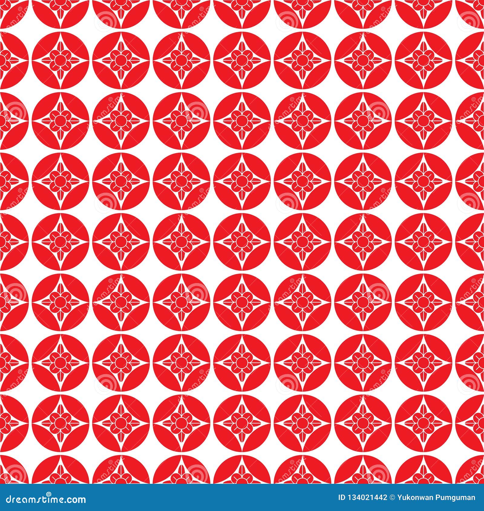 Seamless Pattern Chinese Background, Red Abstract Flower Vector Stock ...