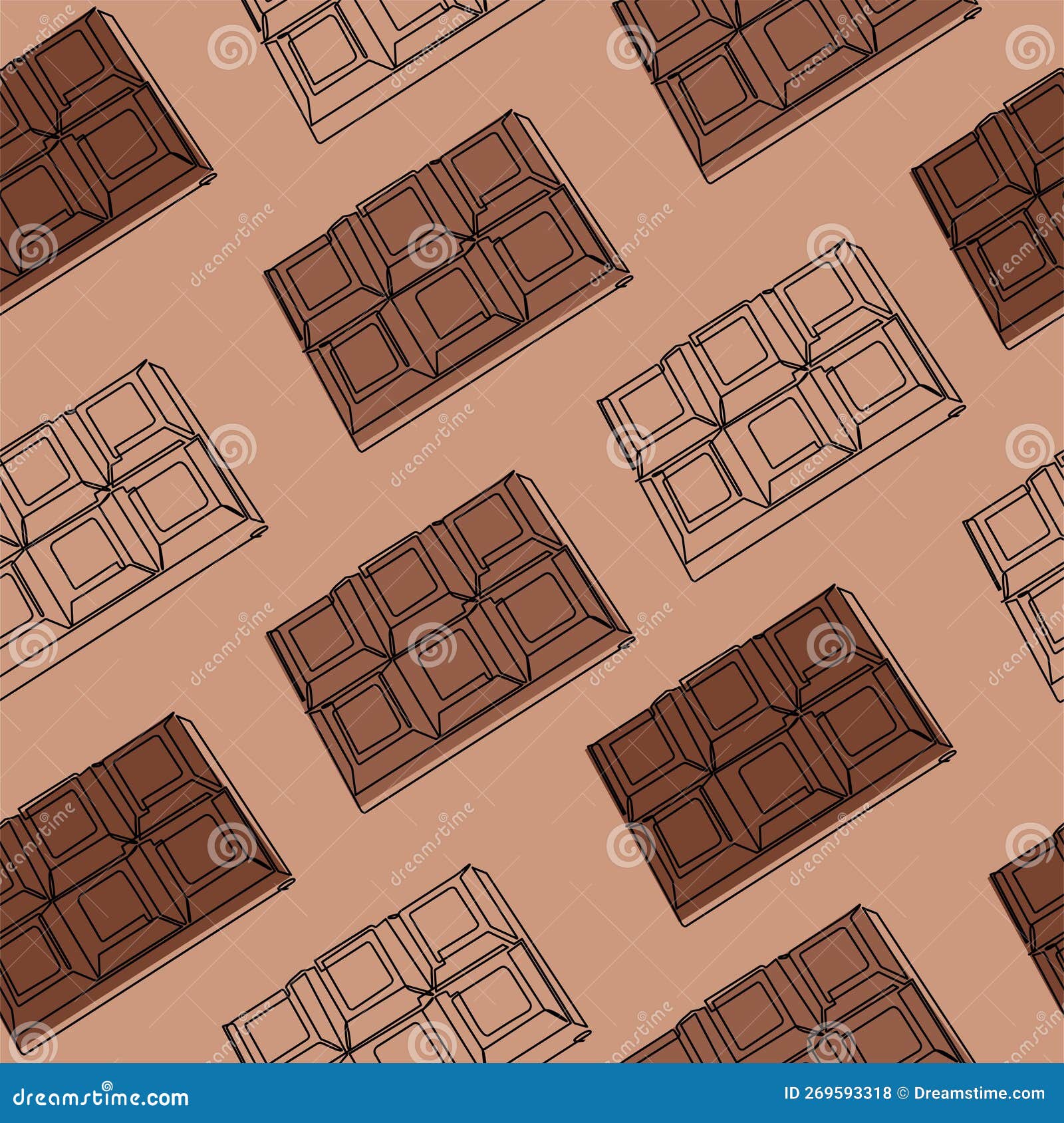 Seamless Pattern of the Chocolate Bar Icon. Continuous One-line Drawing ...