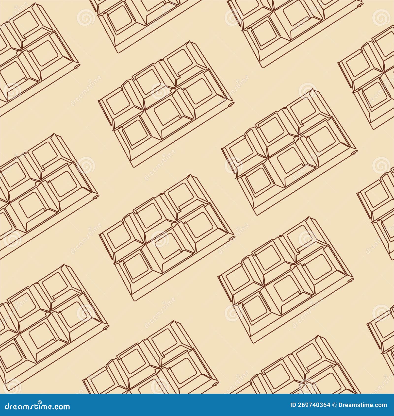 Seamless Pattern of the Chocolate Bar Icon. Continuous One-line Drawing ...