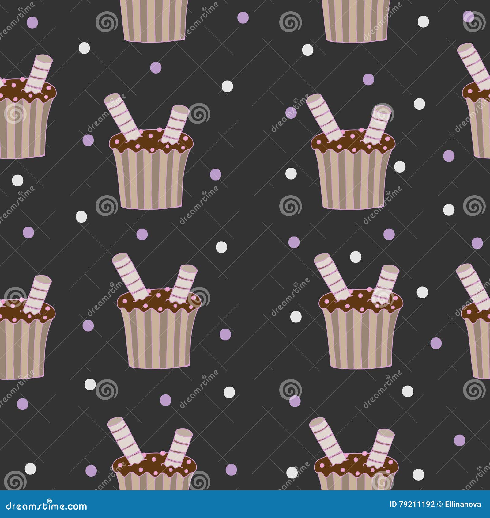 Seamless Pattern with Chocolate Cake on the Background Stock Vector ...