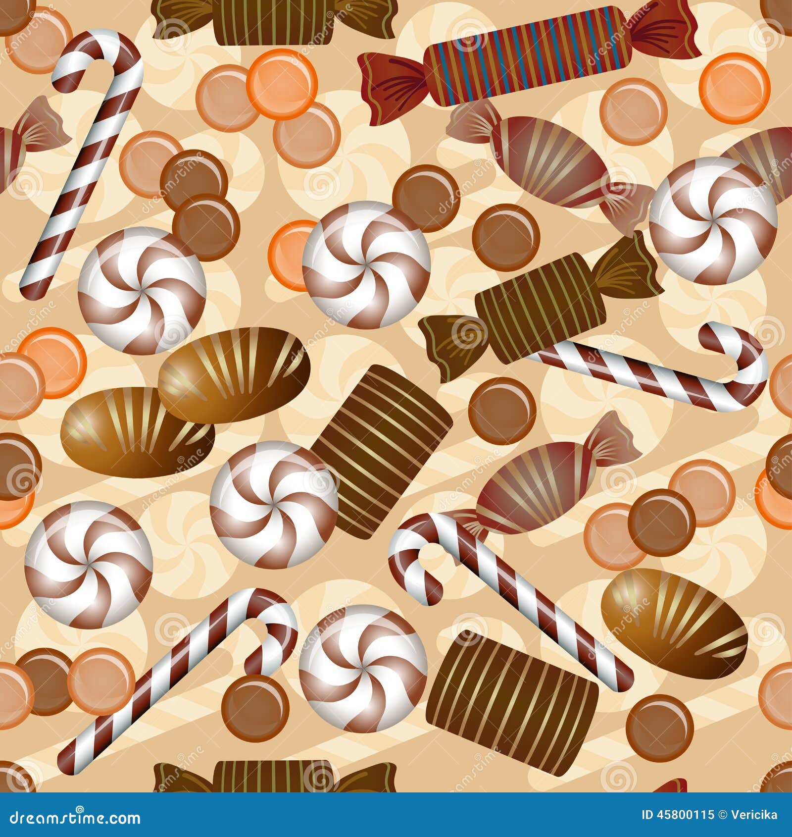Seamless Pattern with Chocolate Candy Stock Illustration - Illustration ...