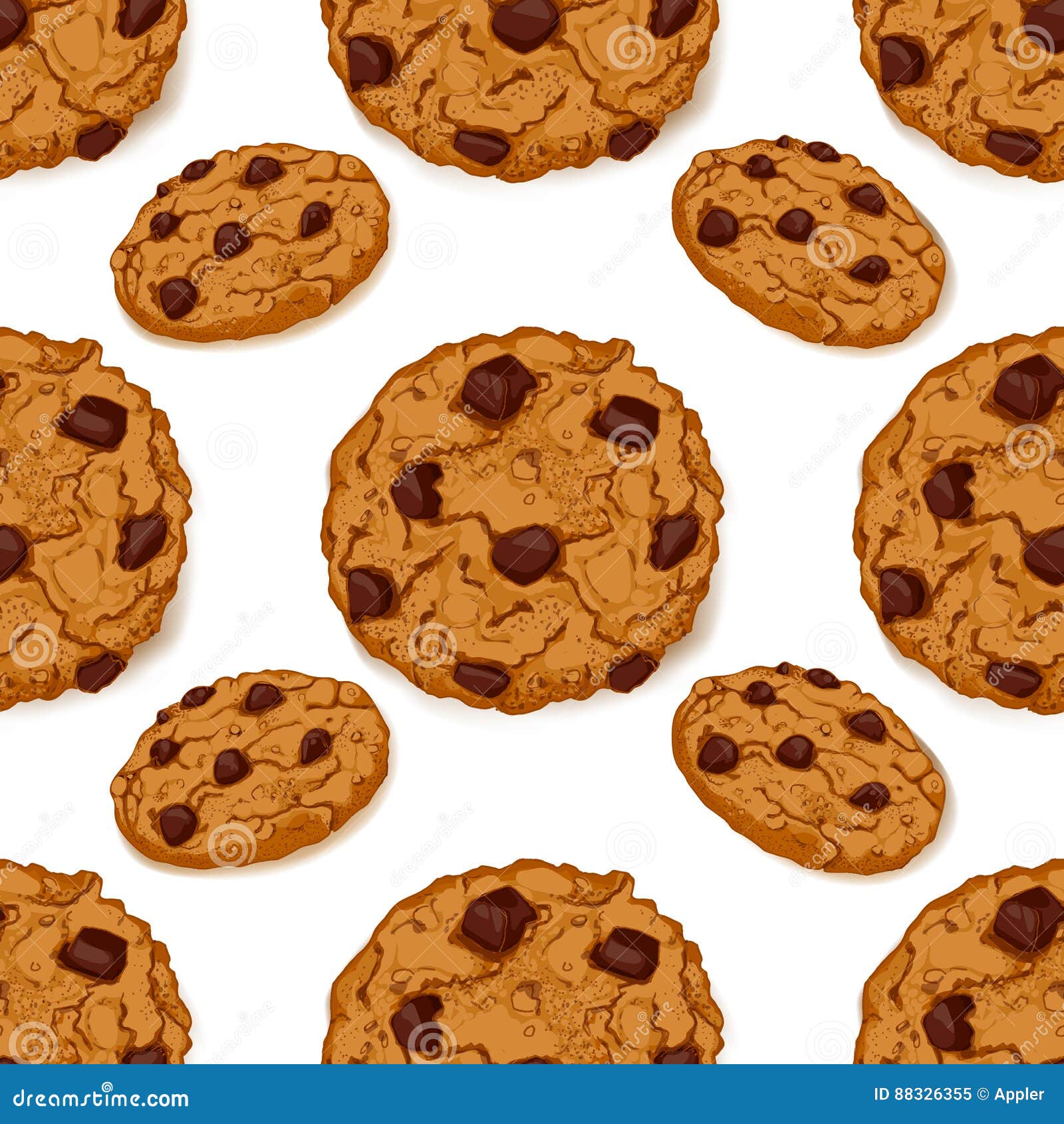 Seamless Pattern with Chocolate Cookies Stock Vector - Illustration of ...