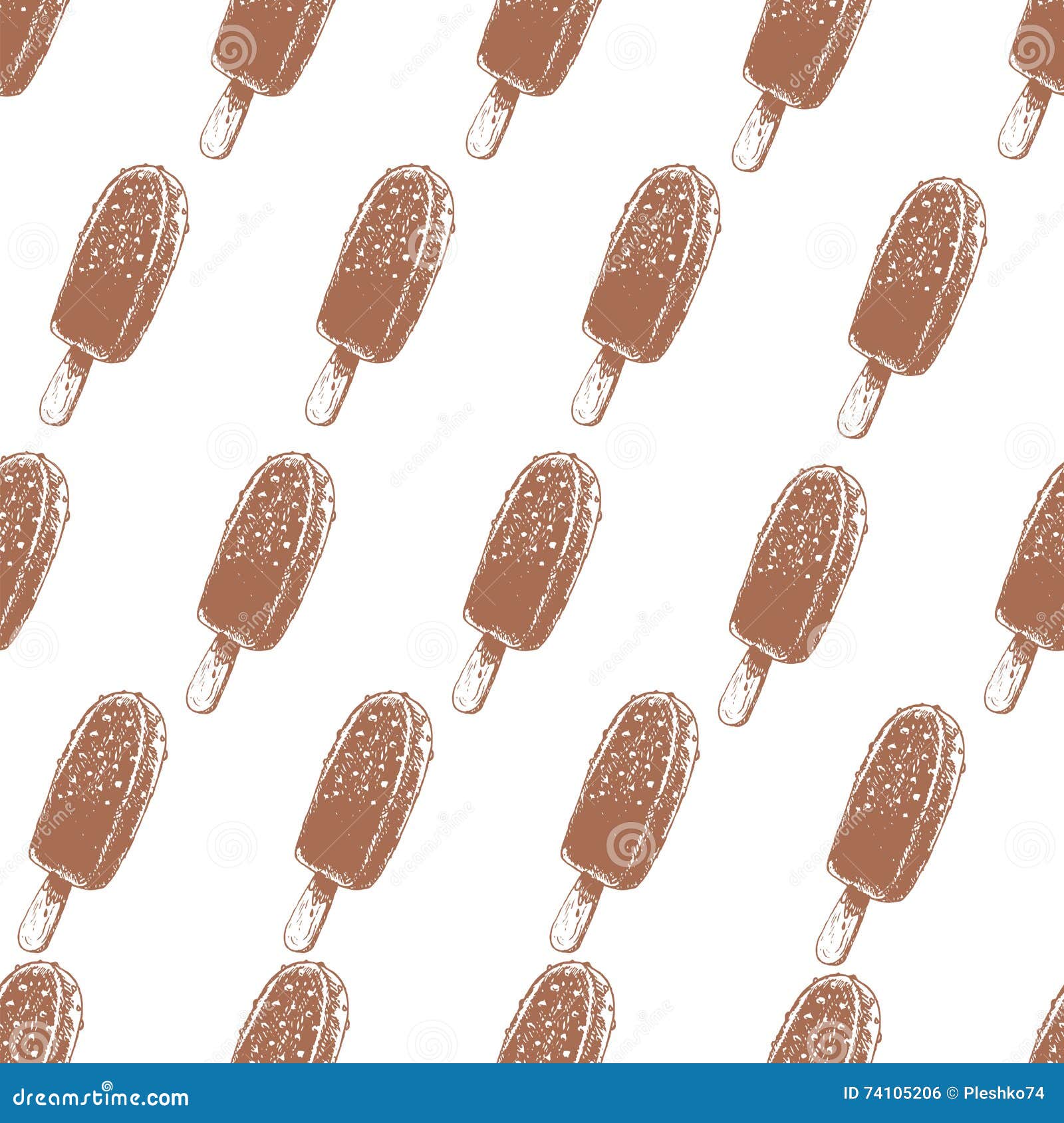 Seamless Pattern with Chocolate Ice Cream Stock Vector - Illustration ...