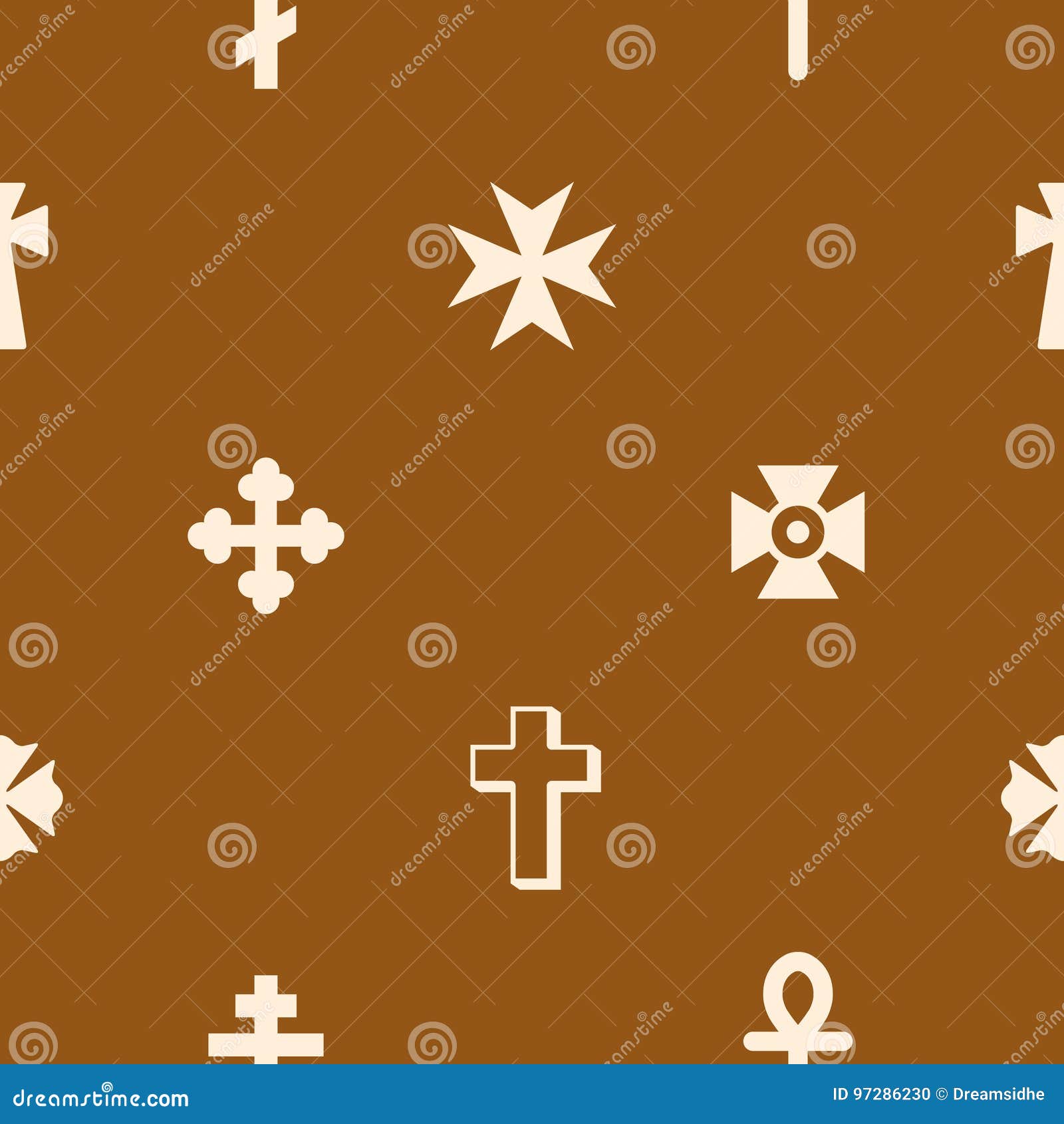 Seamless Pattern with Christian Cross Stock Vector - Illustration of ...