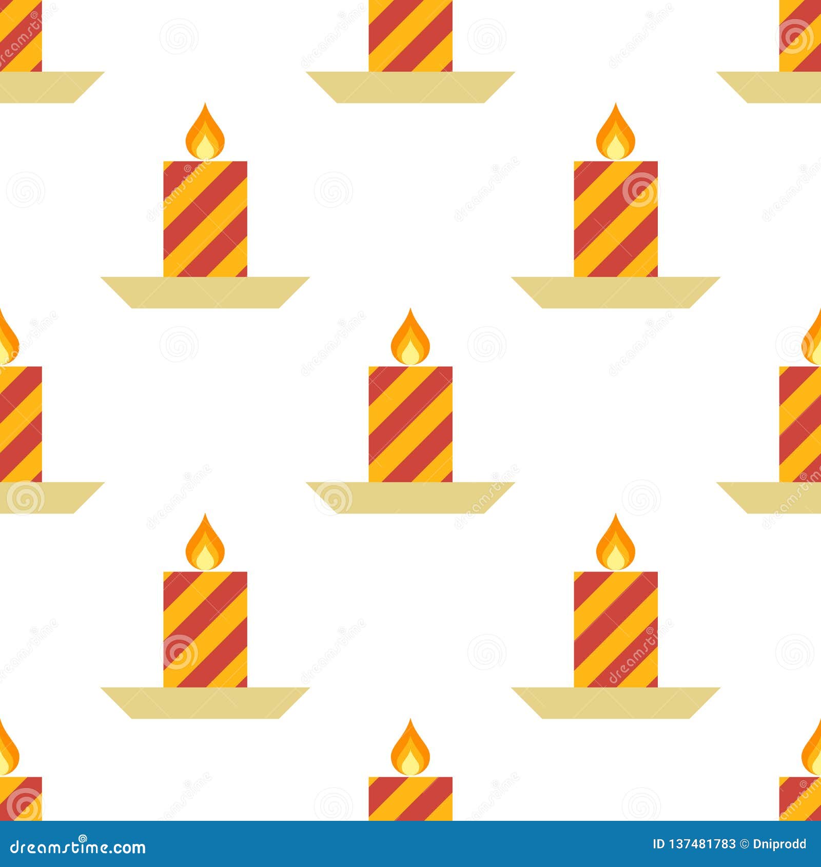 Seamless Pattern with Christmas Candle Stock Vector - Illustration of ...