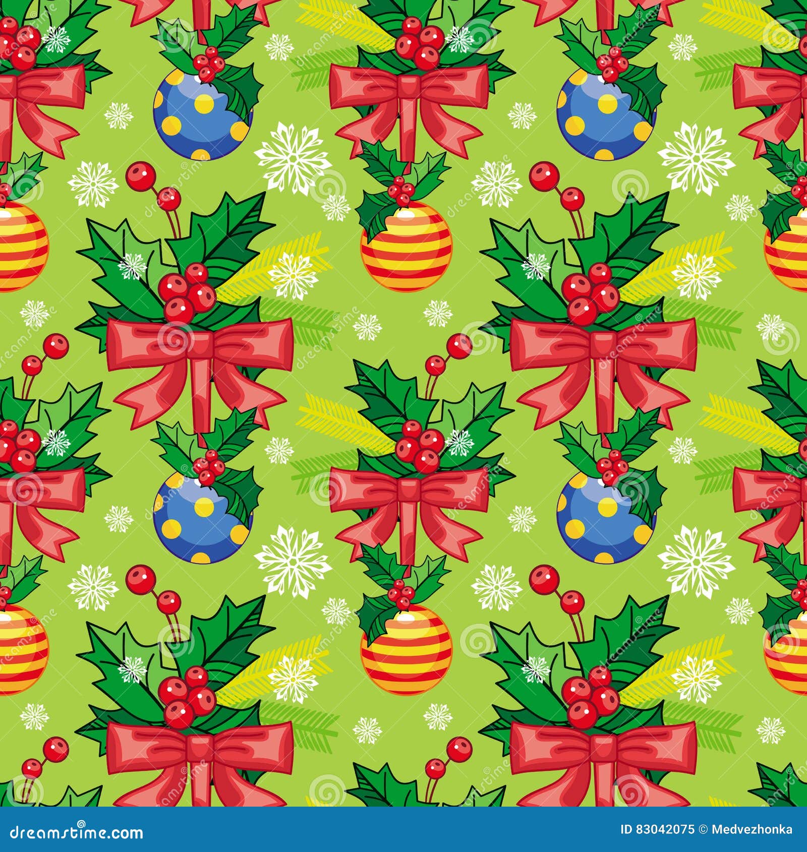 Seamless Pattern with Christmas Decorations. Stock Illustration - Illustration of stylized ...
