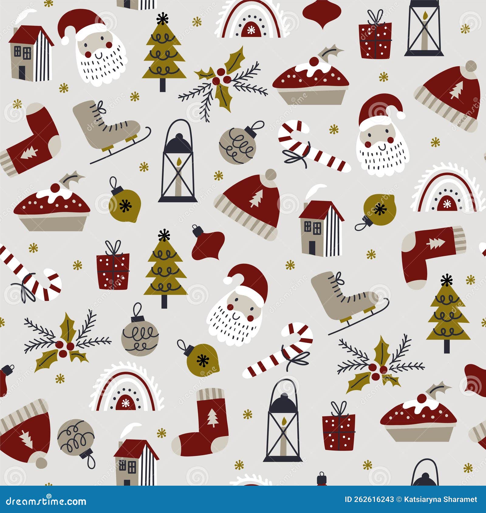 Seamless Pattern with Christmas Element. Vector Stock Vector - Illustration of date, gift: 262616243