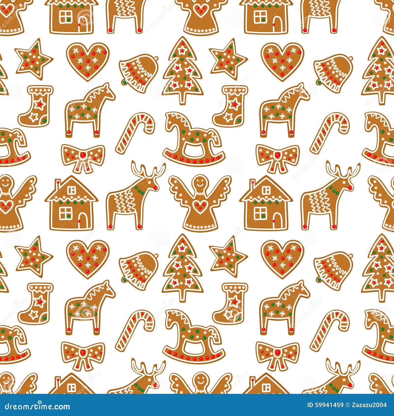 Seamless Pattern with Christmas Gingerbread Cookies - Xmas Tree, Candy ... Seamless Pattern with Christmas Gingerbread Cookies - Xmas Tree, Candy ...