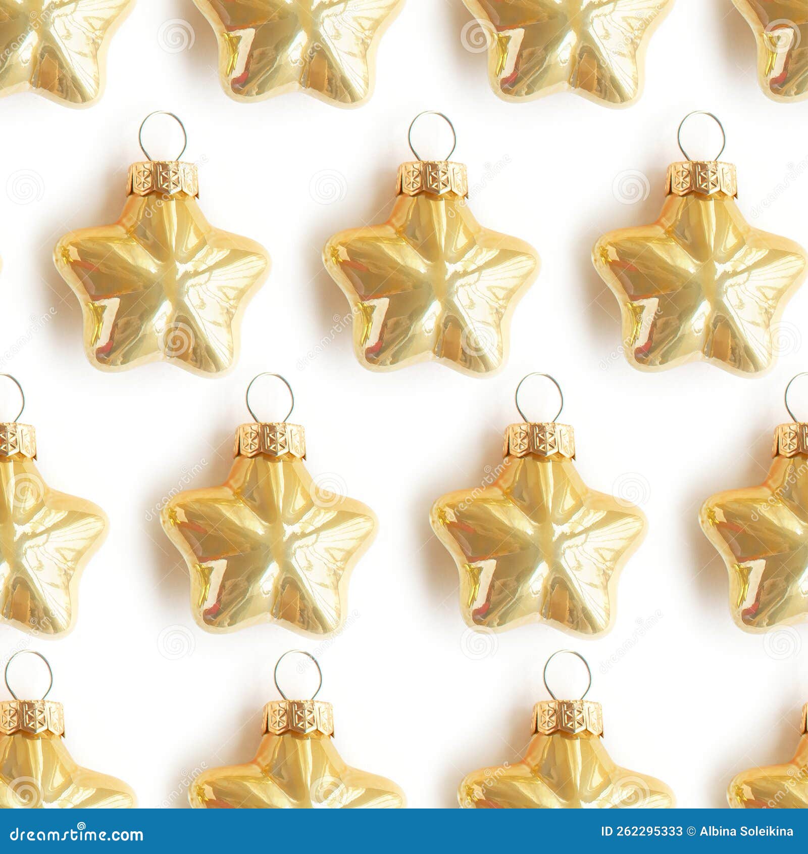 Seamless Pattern with Christmas Gold Stars Decorations on White ...