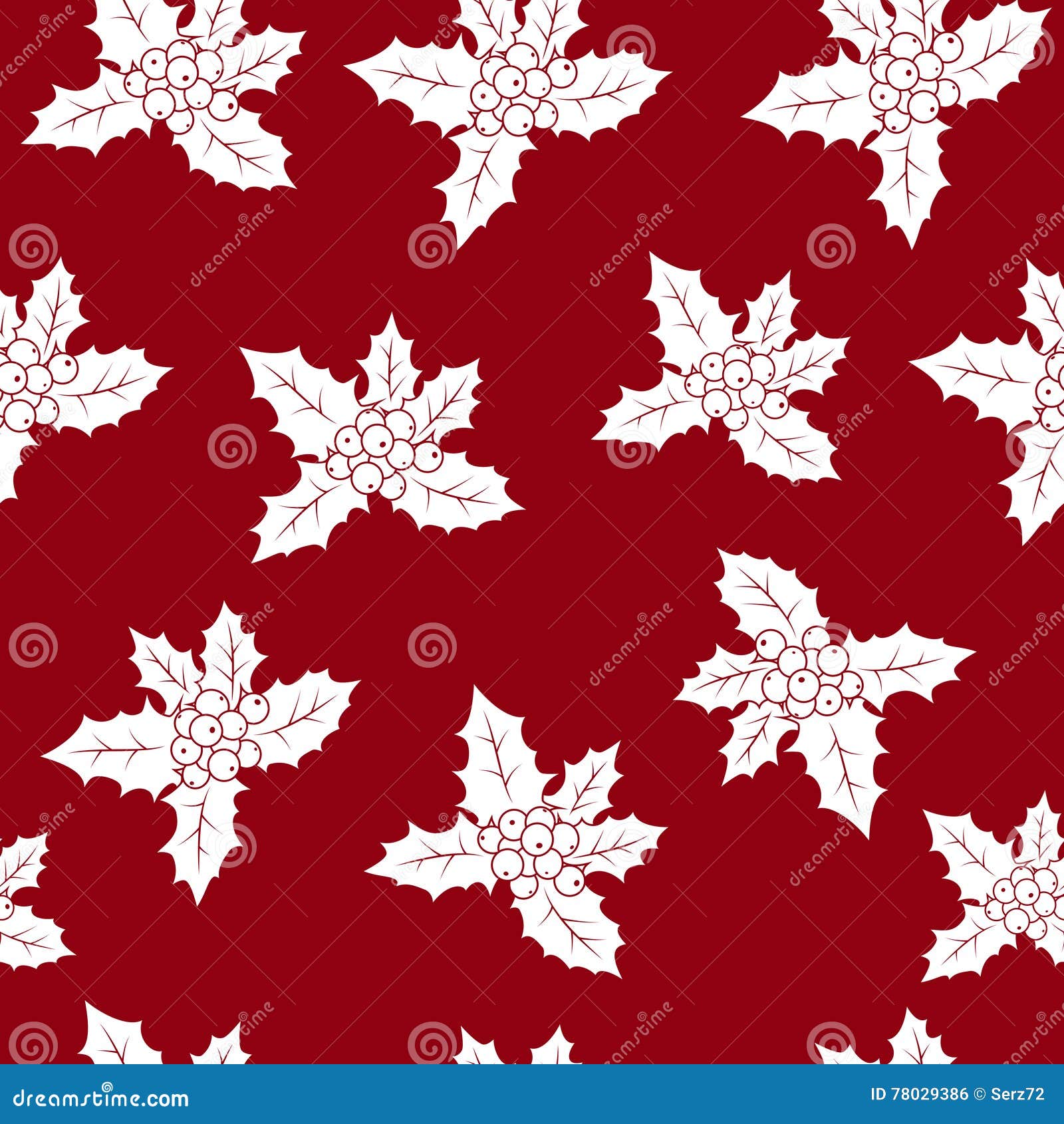 Seamless Pattern with Christmas Holly Berry Stock Vector - Illustration ...