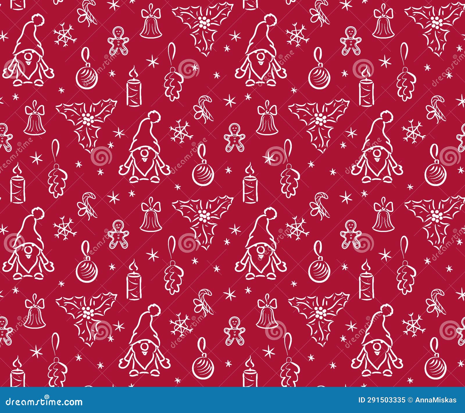 Seamless Pattern with Christmas Symbols, Outline. Stock Vector ...