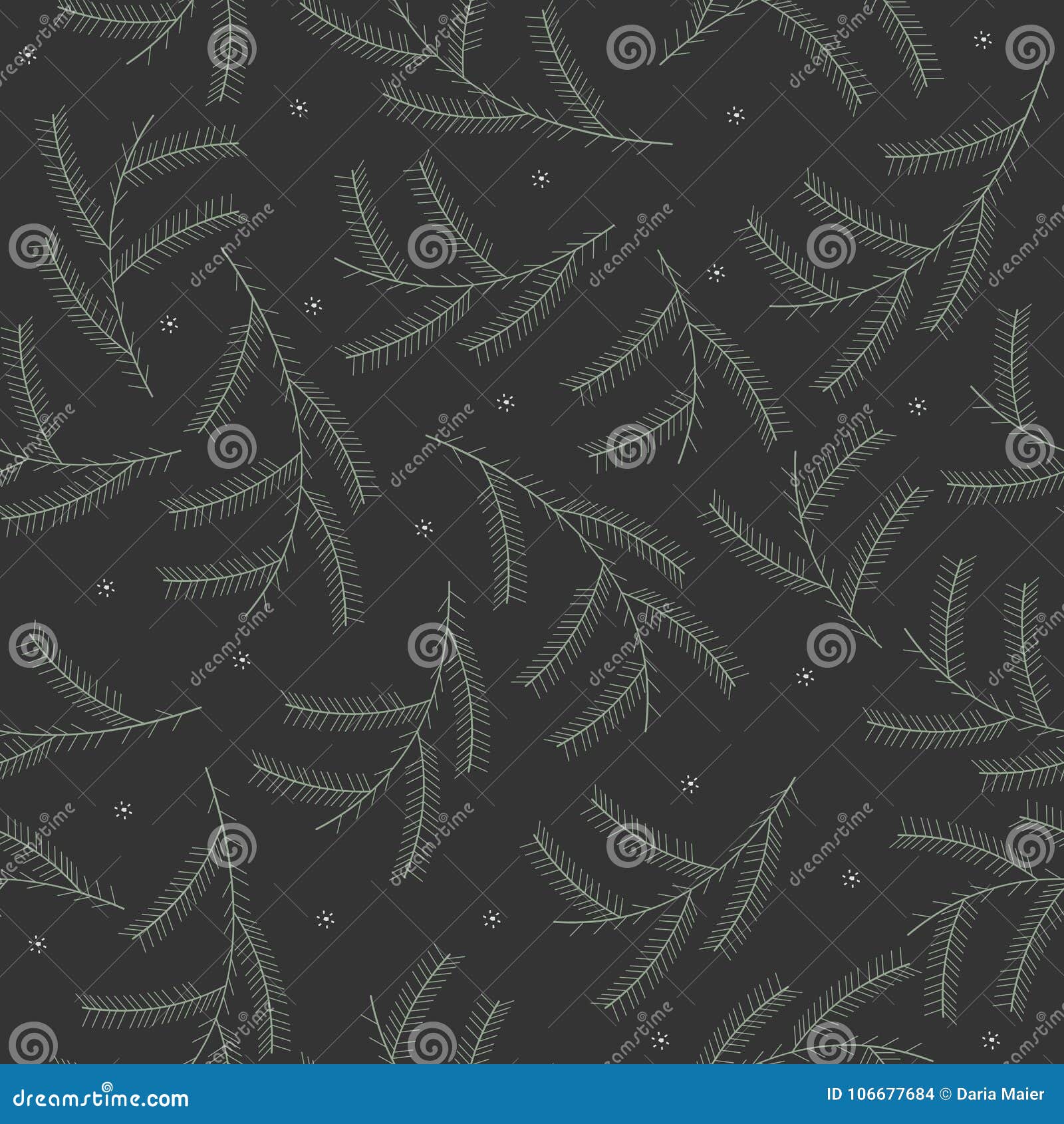 Seamless Pattern with Christmas Tree Branch Stock Vector - Illustration ...