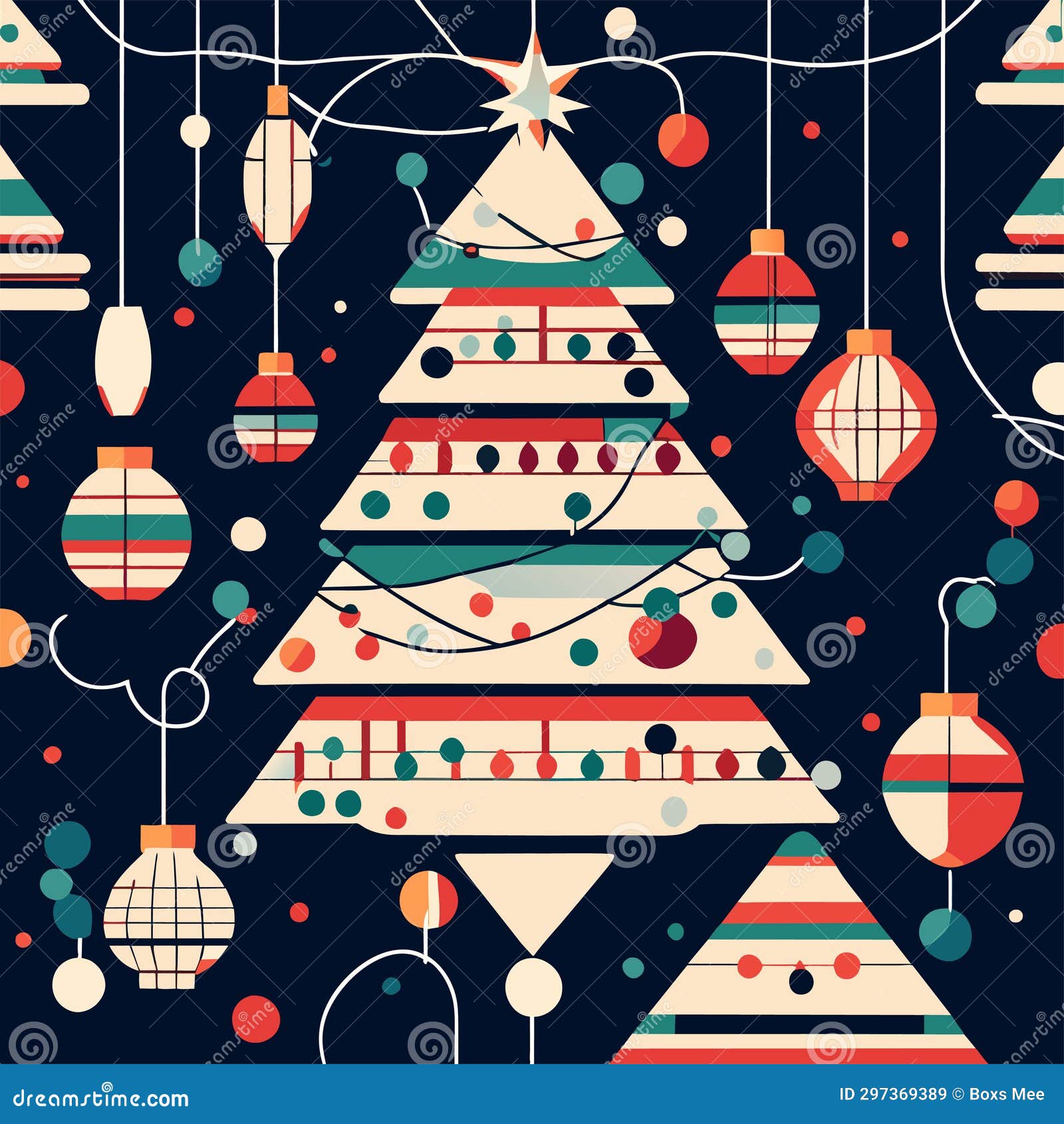 Seamless Pattern with Christmas Tree. Vector Illustration in Flat Style ...