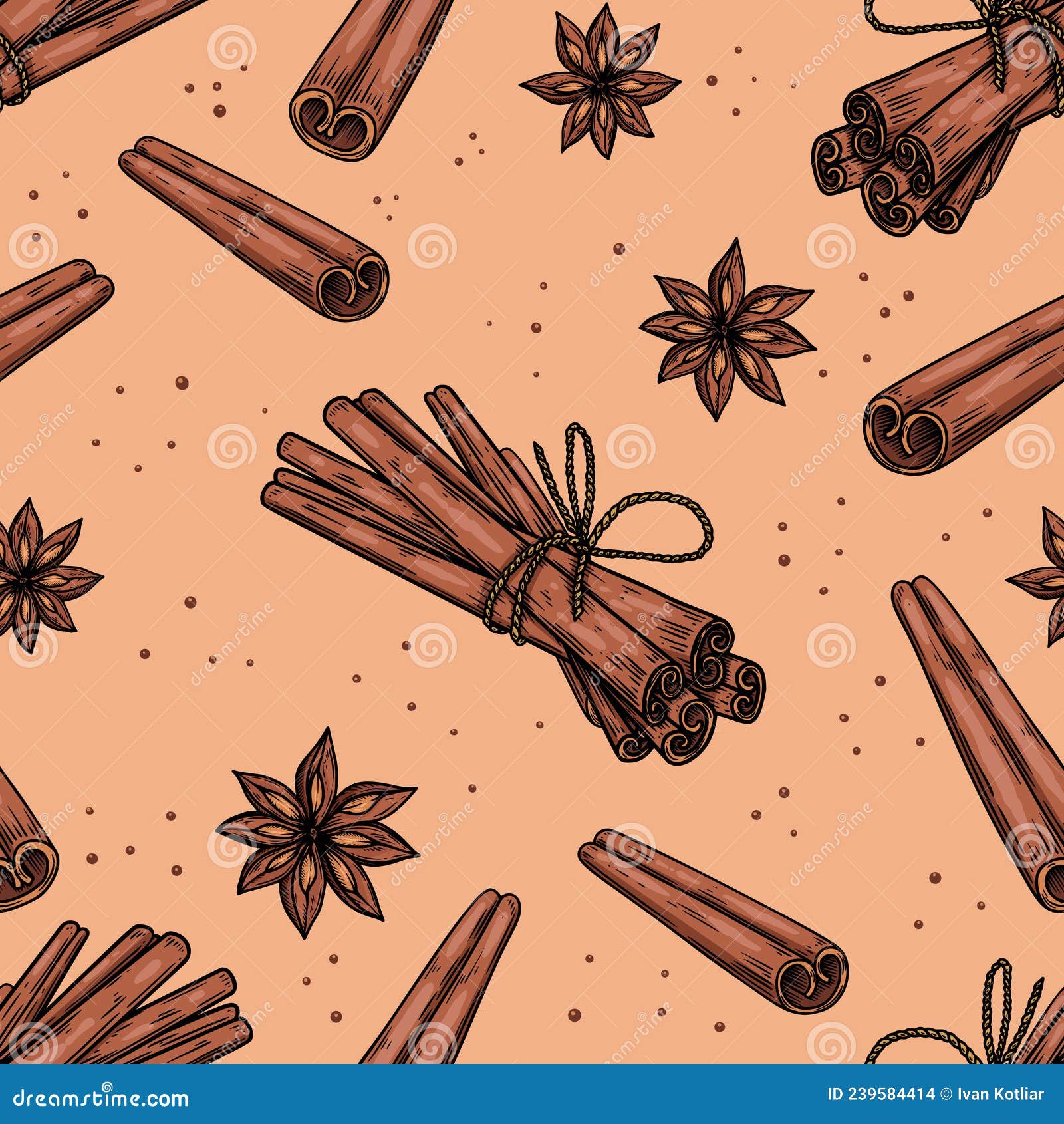 Seamless Pattern with Cinnamon. Design Element for Poster, Card, Banner ...