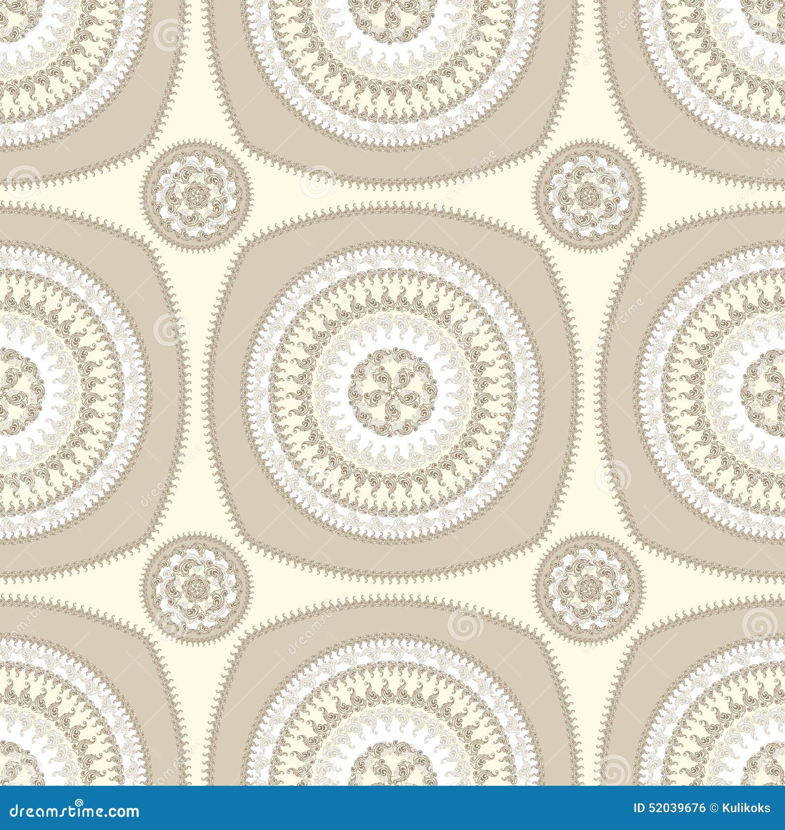 Seamless Pattern with Circle Ornament in Beige Stock Illustration ...
