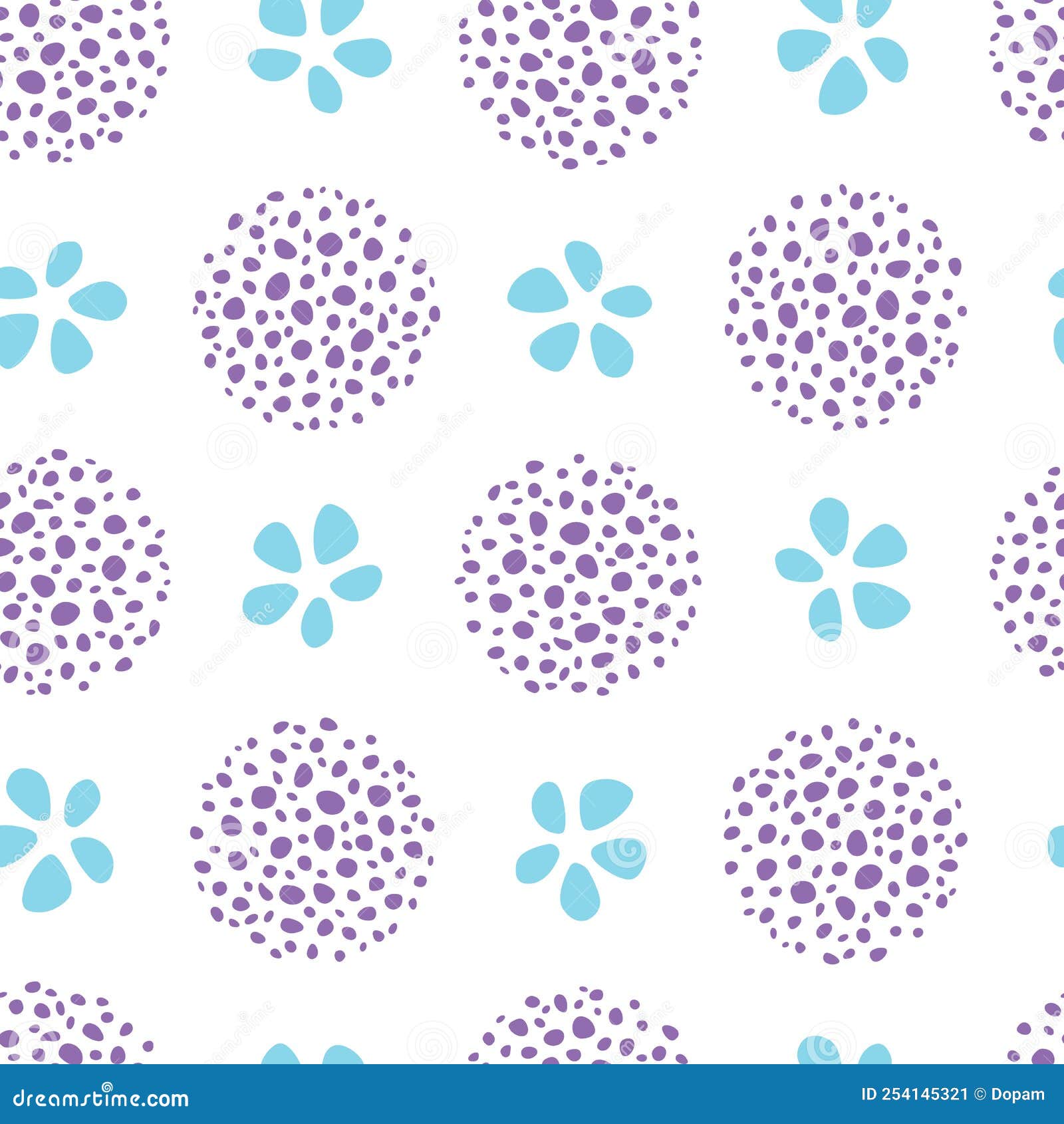 Seamless Pattern with Circle Textures and Symboloc Flowers. Hand Drawn ...