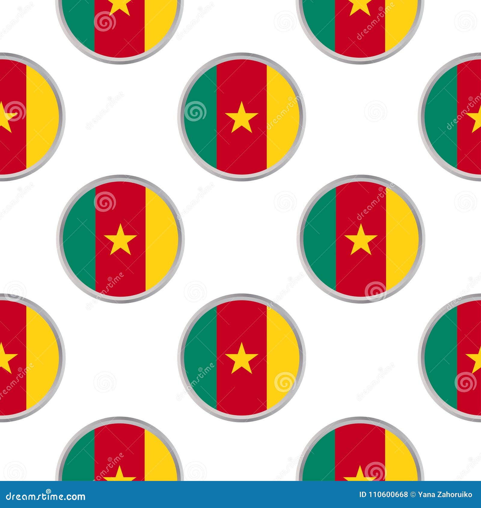 Seamless Pattern from the Circles with Flag of Cameroon. Stock ...