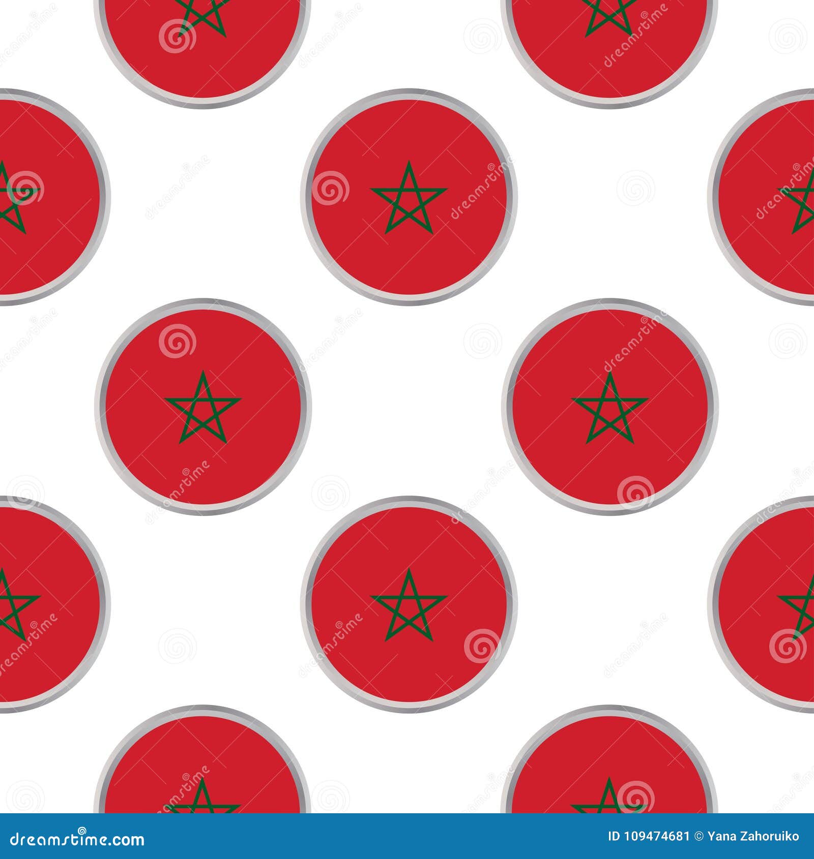 Seamless Pattern from the Circles with Flag of Morocco Stock ...