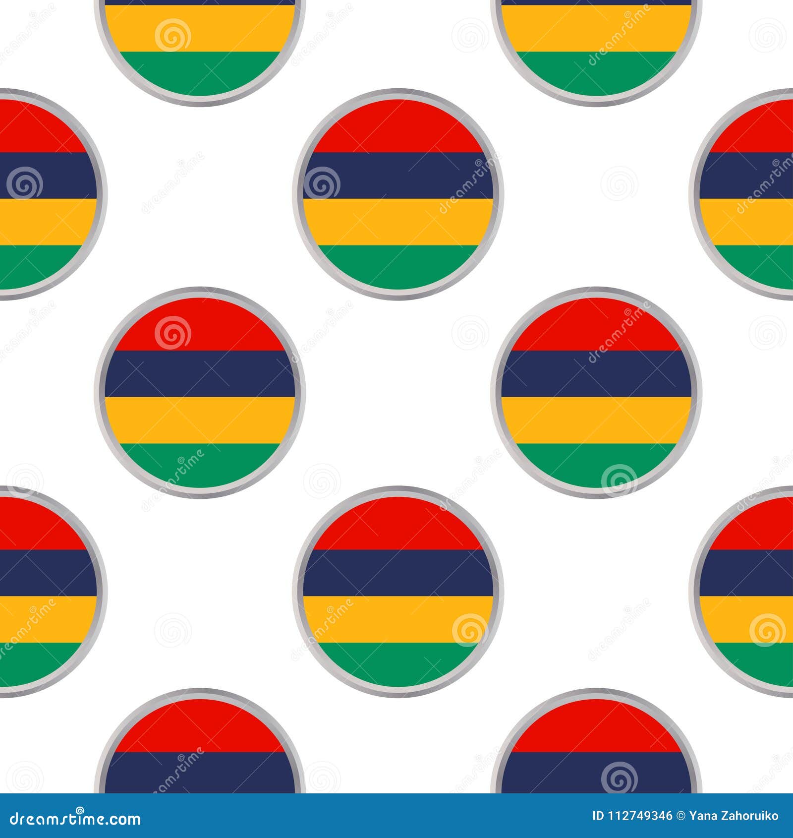 Seamless Pattern from the Circles with Flag of Republic of Mauritius ...