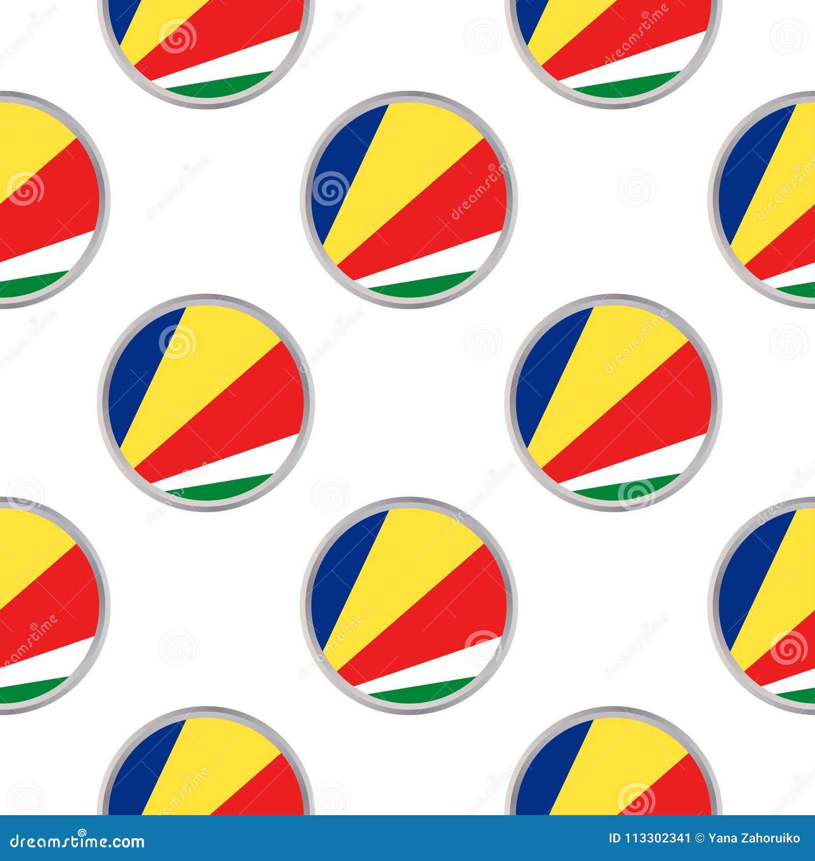 Seamless Pattern from the Circles with Flag of Republic of Seychelles ...