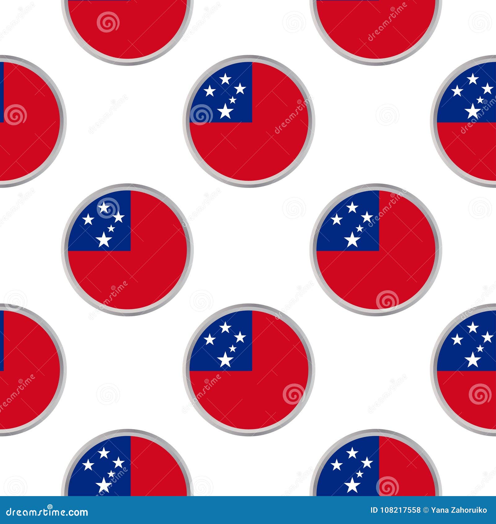 Seamless Pattern from the Circles with Flag of Samoa. Stock ...
