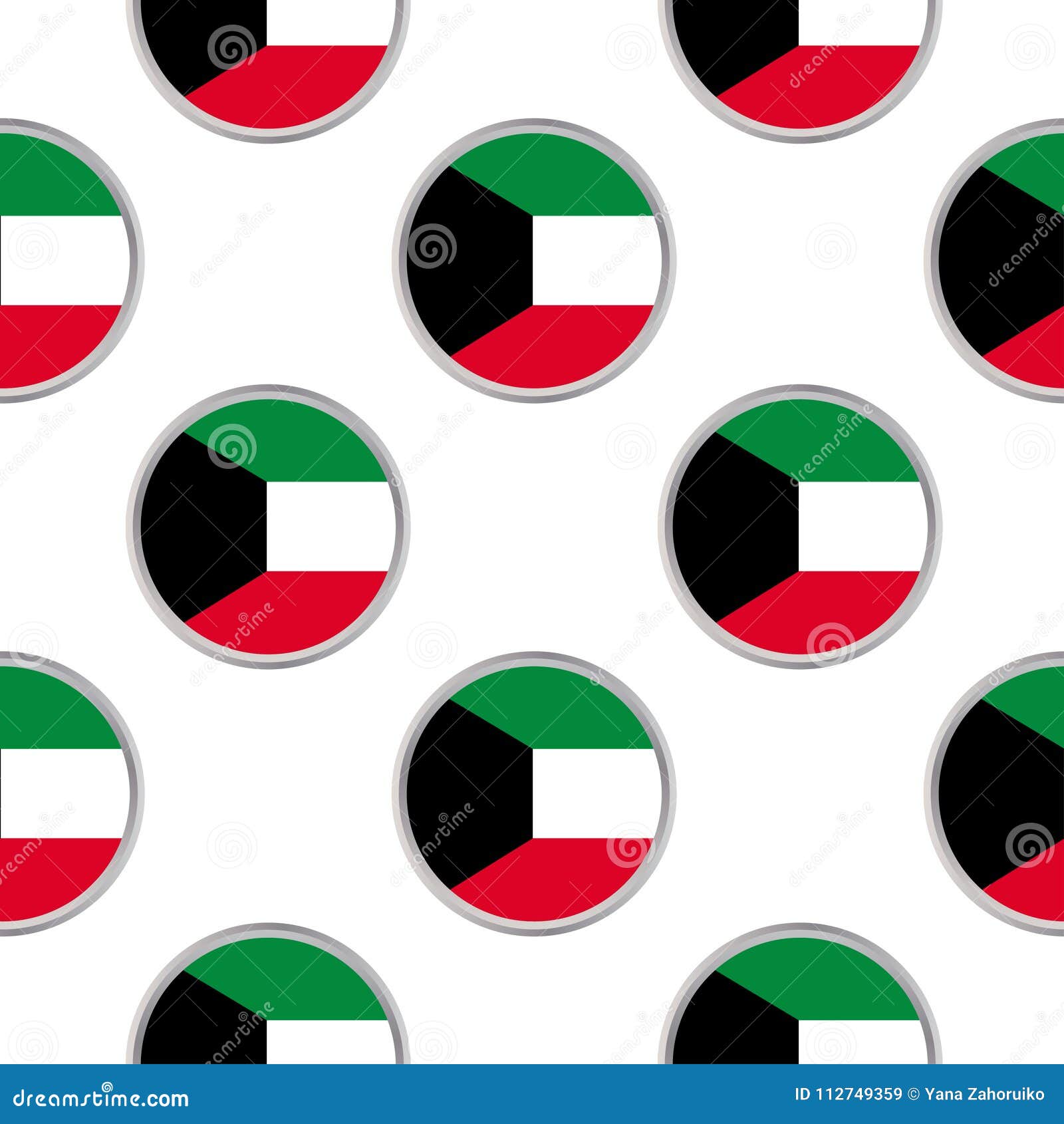 Seamless Pattern from the Circles with Flag of State of Kuwait. Stock ...