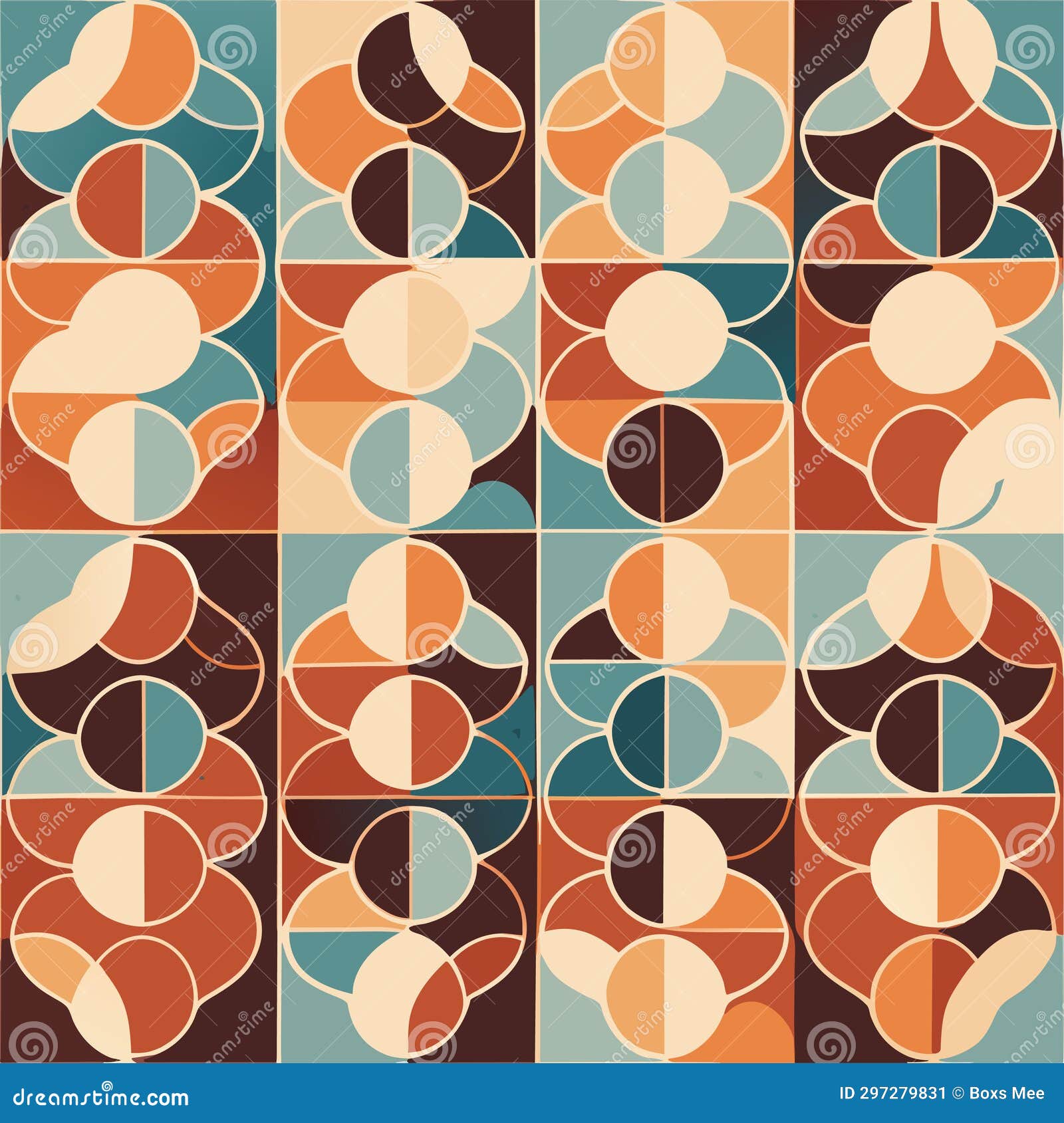 Seamless Pattern with Circles in Retro Style. Vector Illustration Stock Vector - Illustration of ...
