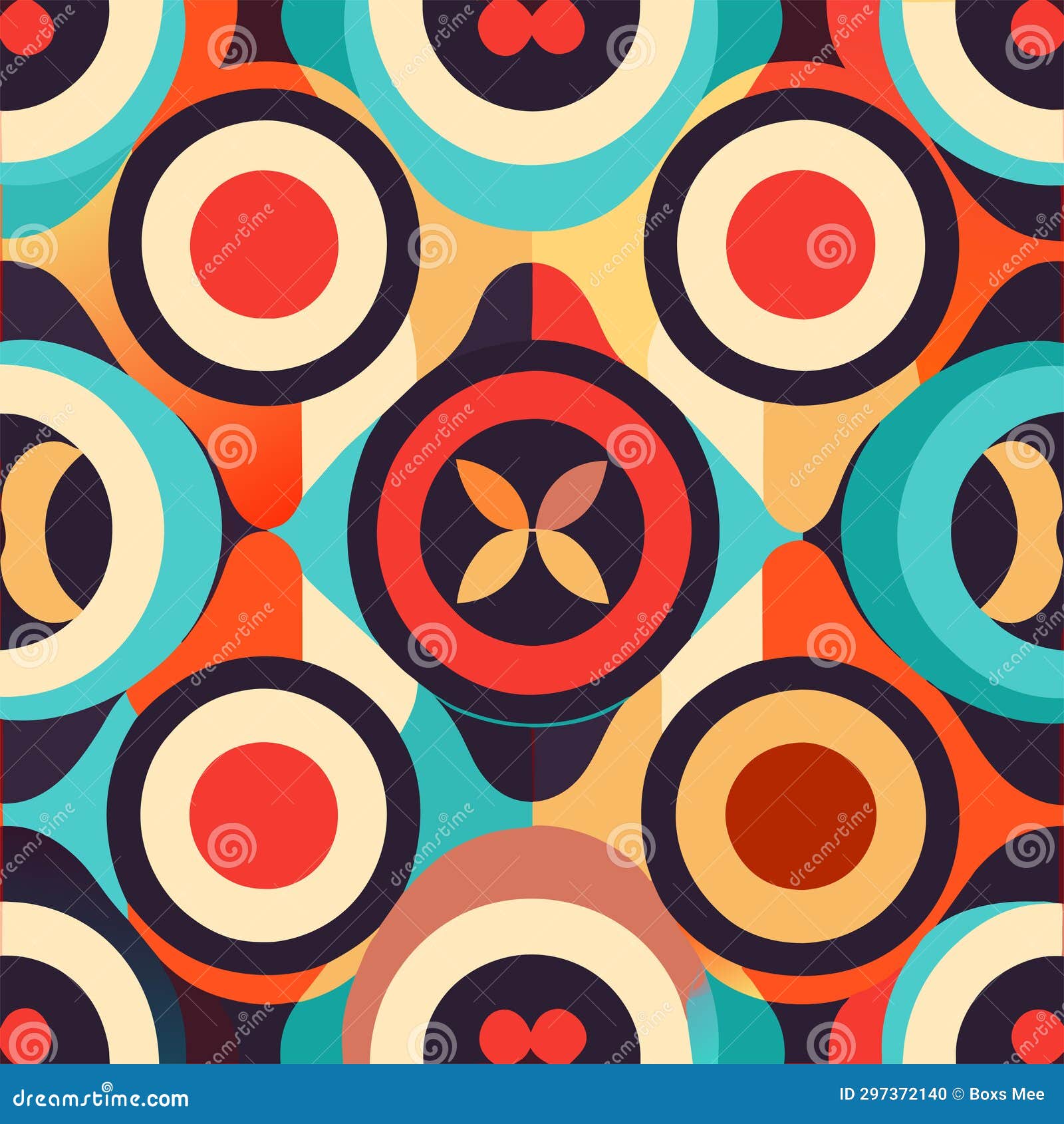 Seamless Pattern With Circles In Retro Style Vector Illustration Stock