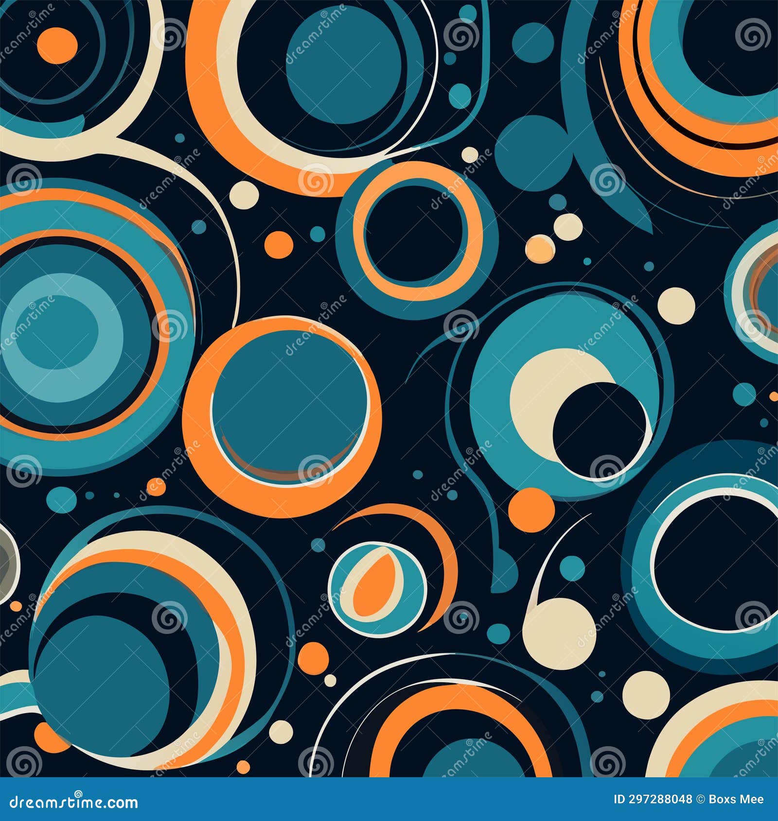 Seamless Pattern with Circles in Retro Style. Vector Illustration Stock Vector - Illustration of ...