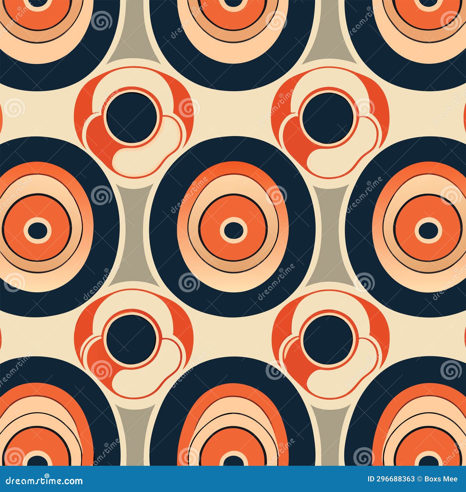 Seamless Pattern with Circles in Retro Style. Vector Illustration Stock Illustration ...