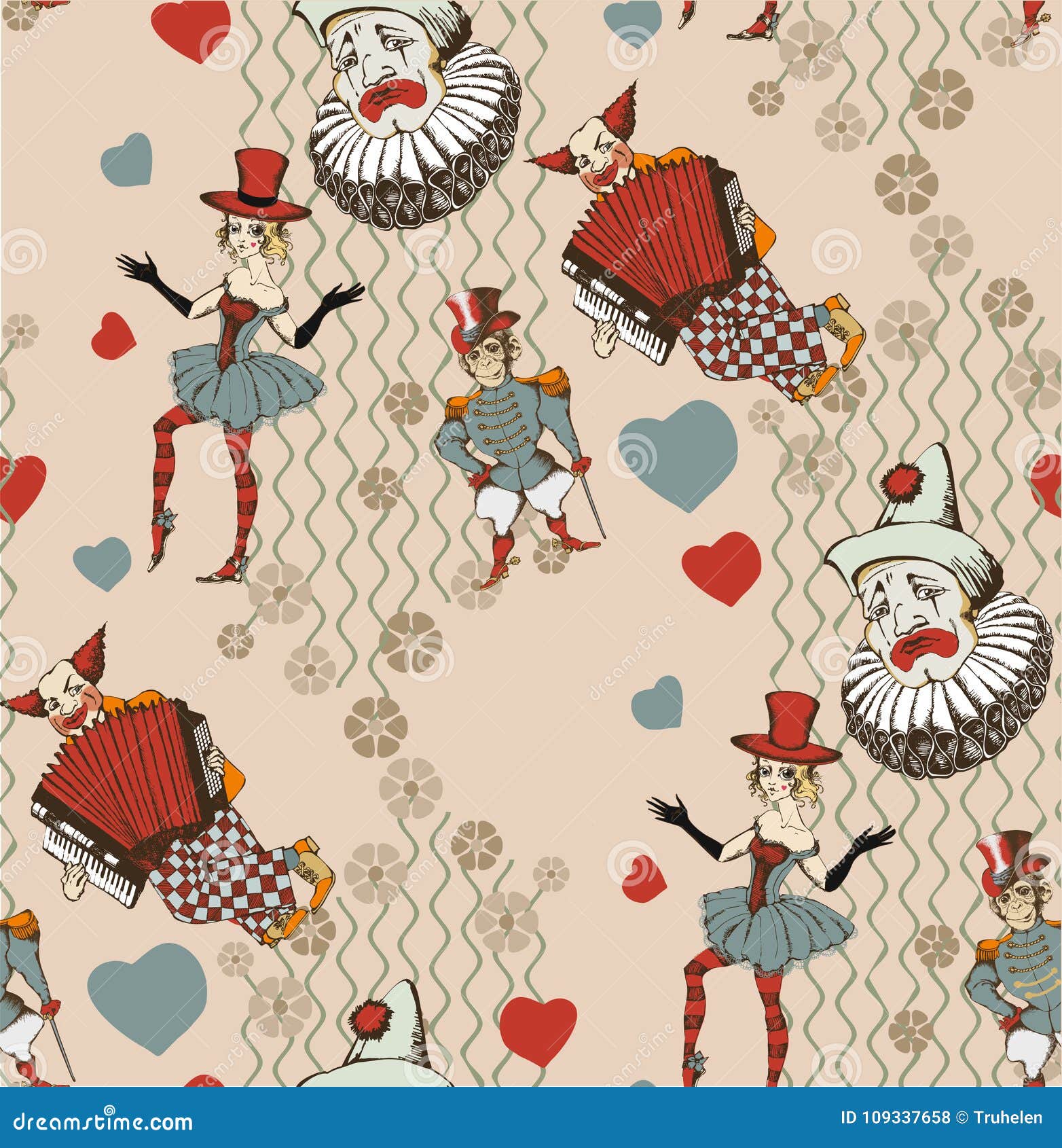 Seamless Pattern with Circus Artists Stock Vector - Illustration of ...