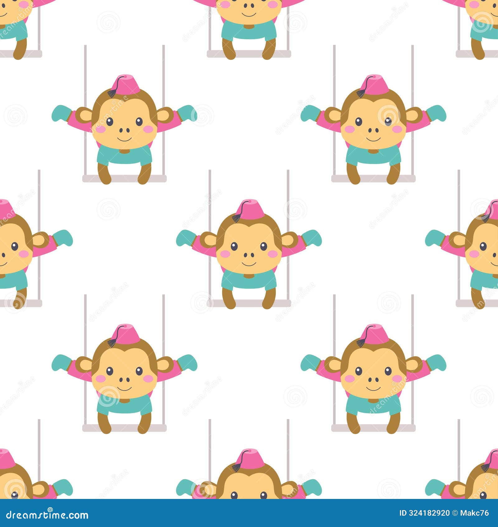 Seamless Pattern with Circus Monkey Stock Vector - Illustration of baby ...