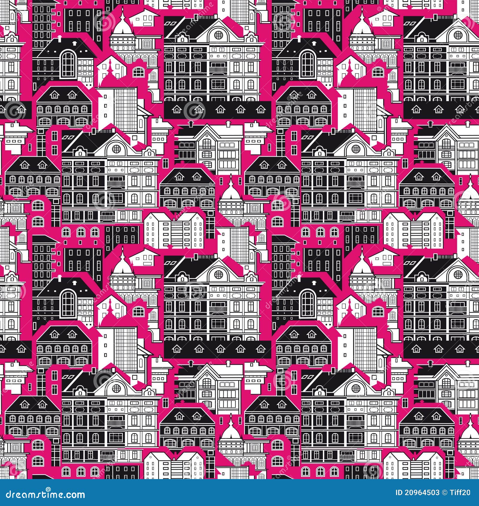 Seamless pattern - city stock vector. Illustration of house - 20964503