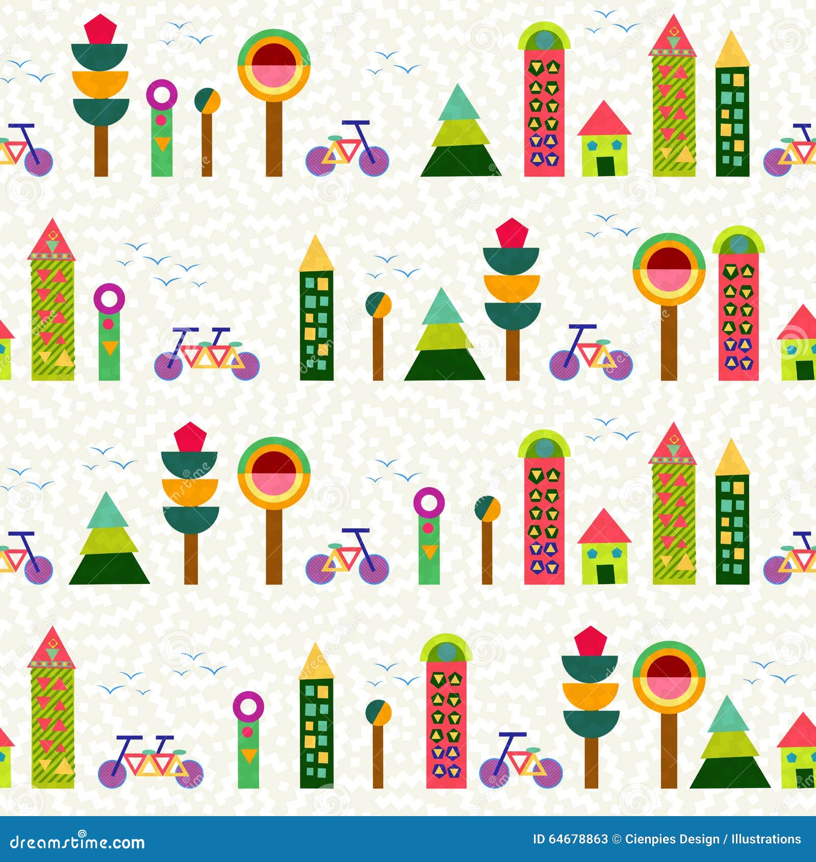 Seamless Pattern City Background Geometry Colorful Stock Vector ...