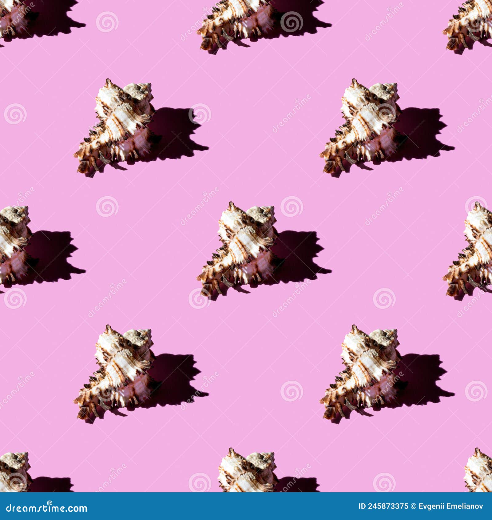 Seamless Pattern of Shells on a Pastel Background Stock Image - Image ...
