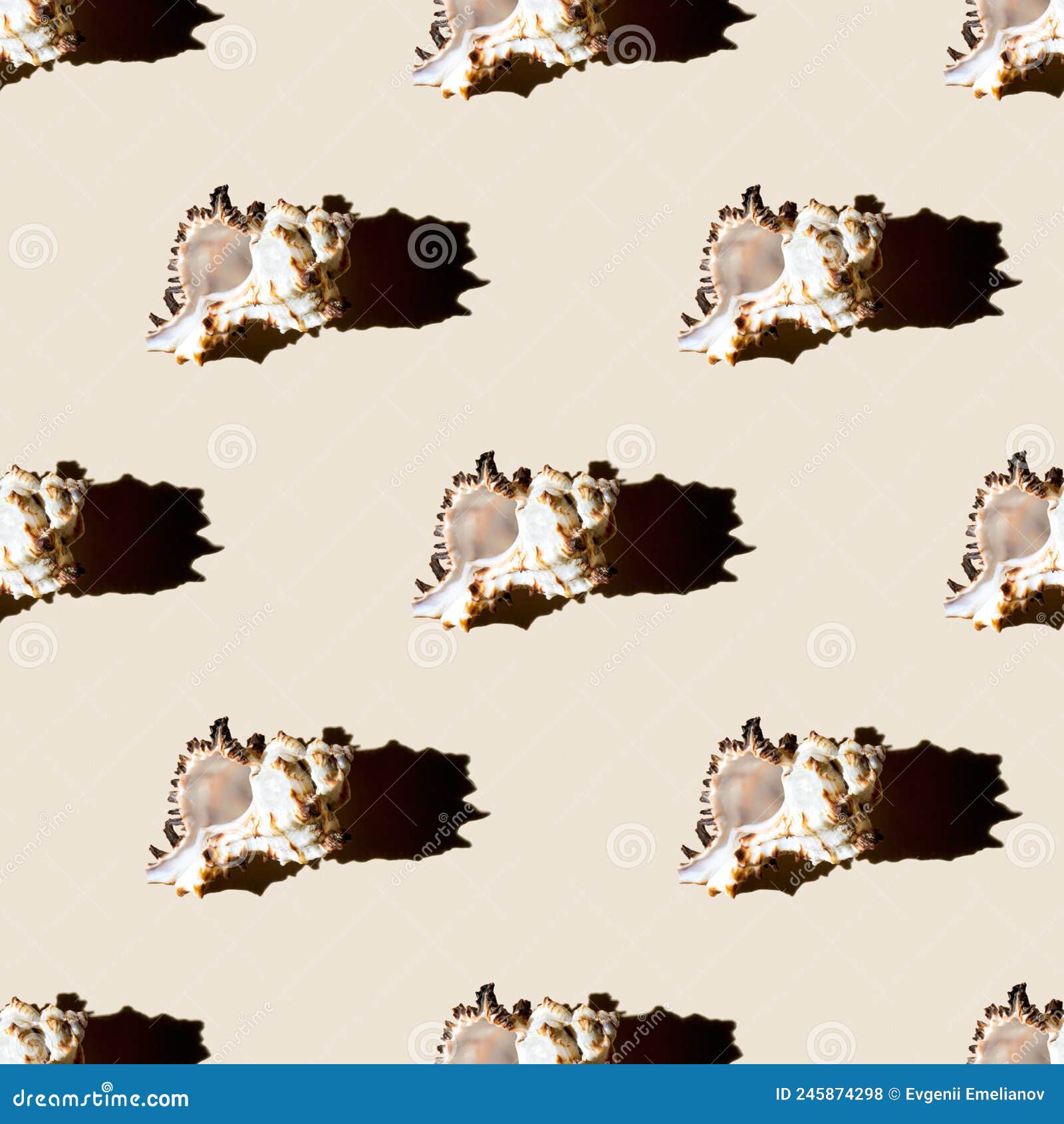 Seamless Pattern of Shells on a Pastel Yellow Background Stock Photo ...