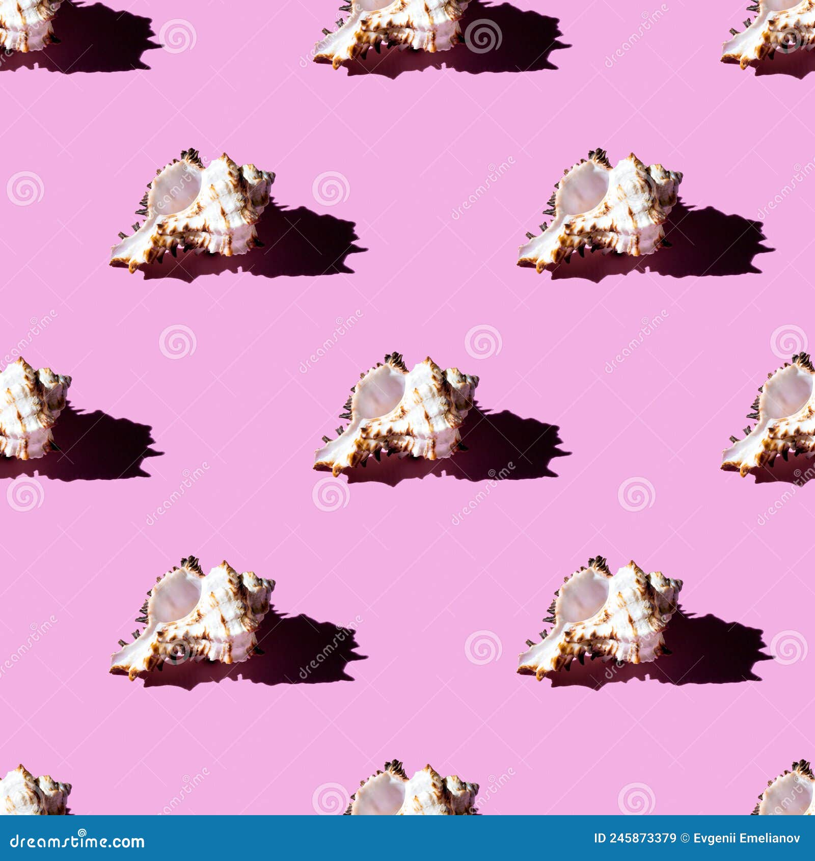 Seamless Pattern of Shells on a Pastel Background Stock Image - Image ...