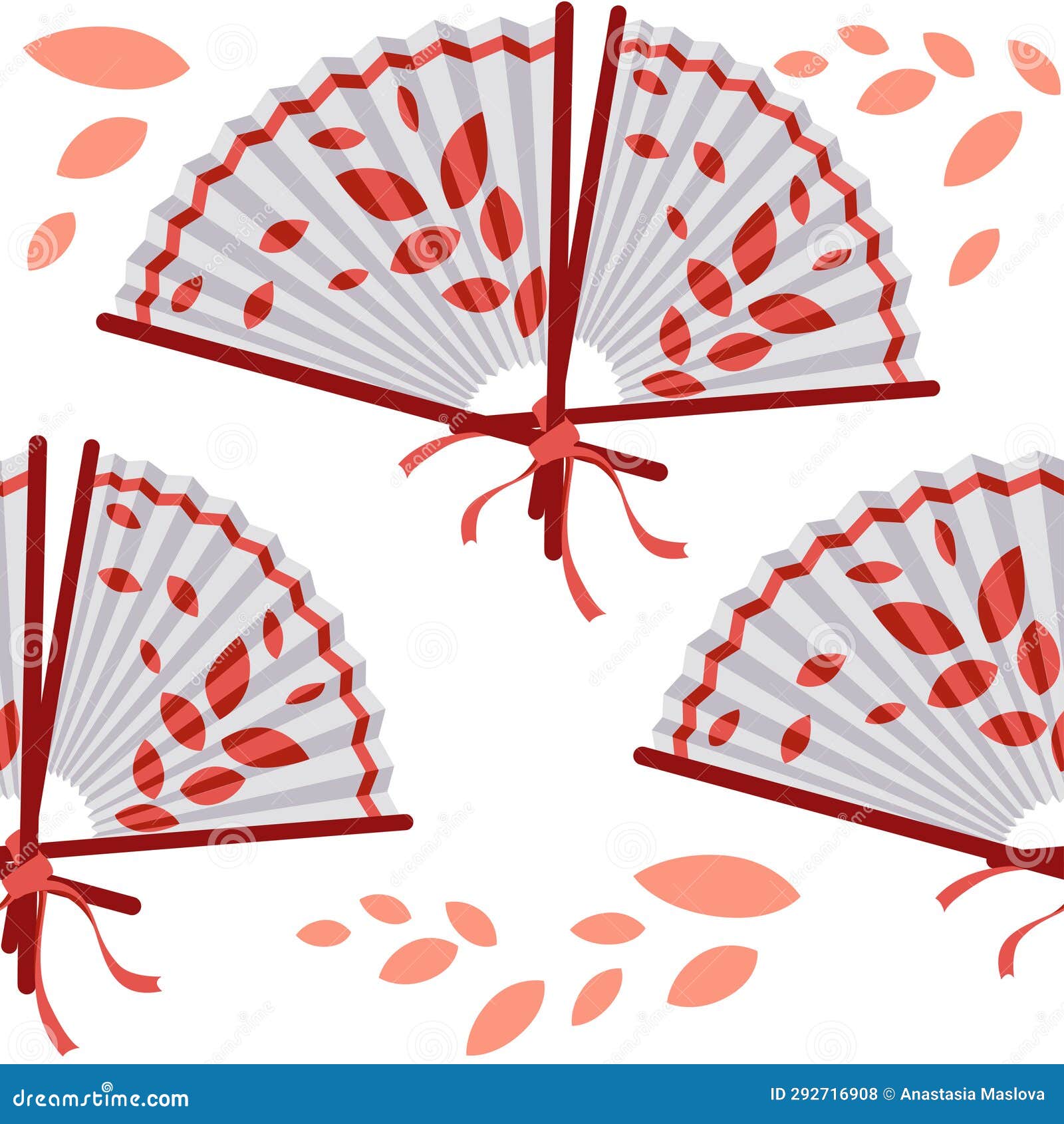 Seamless Pattern Classic Asian Style Hand Fan Vector Illustration Stock ...