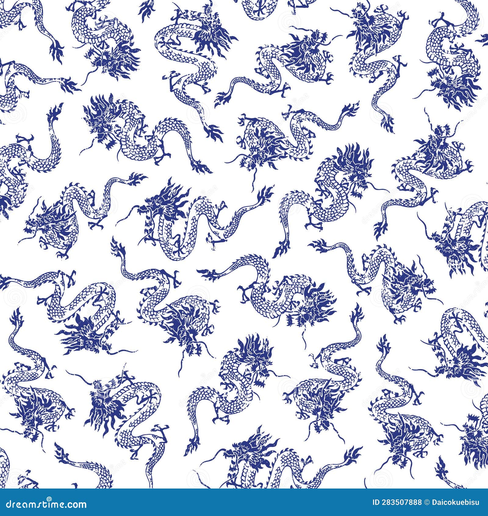 Seamless Pattern with Classic Japanese Dragons, Stock Vector ...
