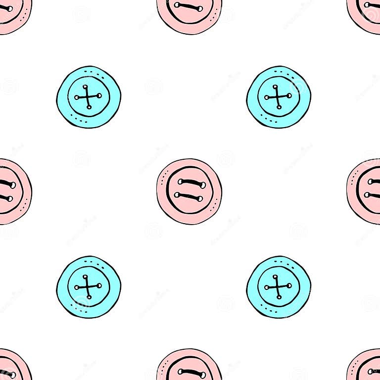 Seamless Pattern with Clothes Button Contour Outline. Simple Abstract ...